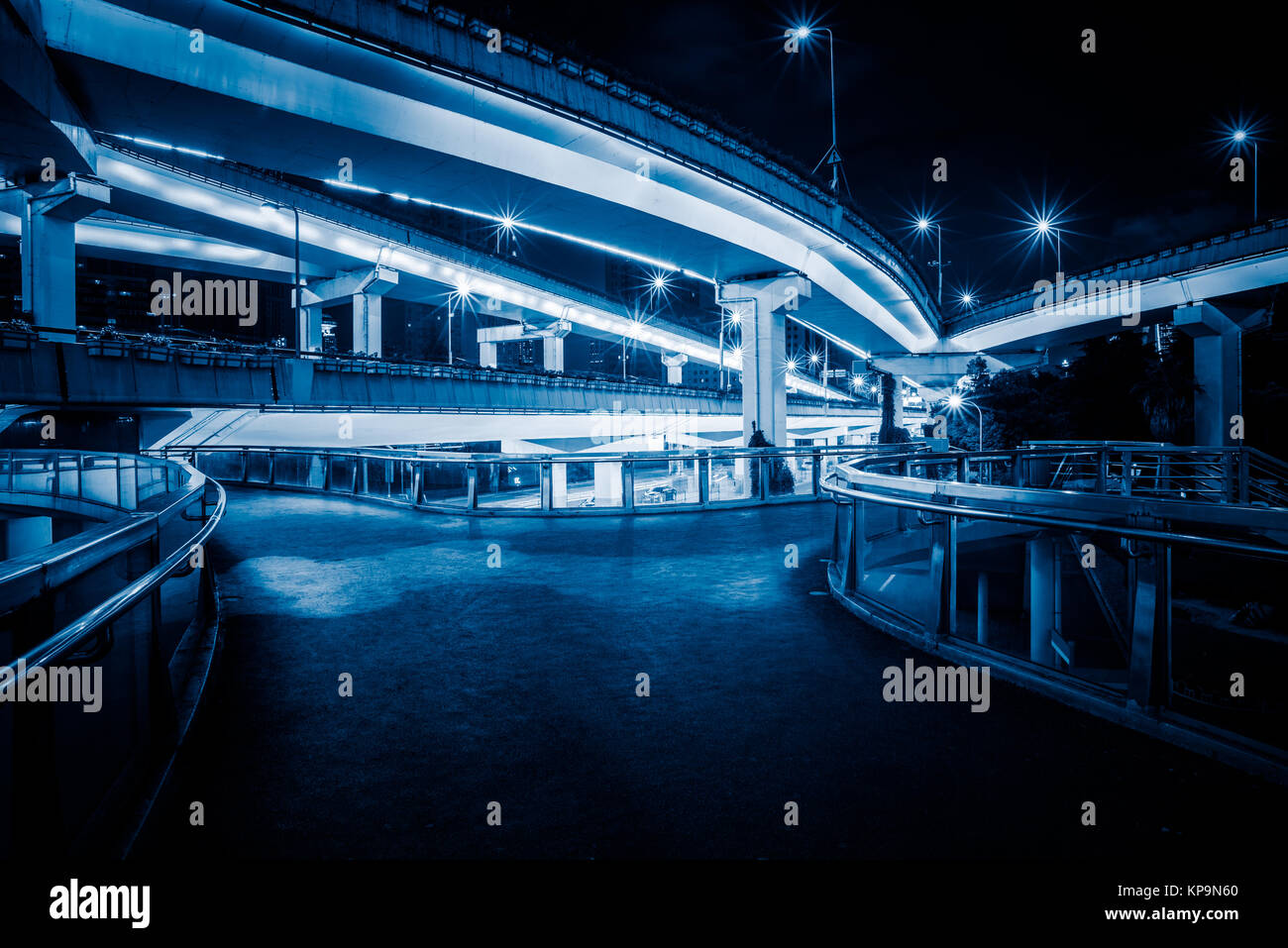 Aerial View of Shanghai overpass at Night Stock Photo - Alamy