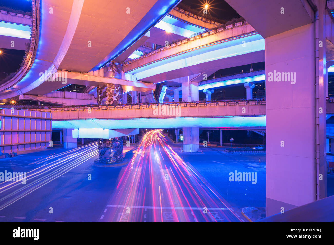 Aerial View of Shanghai overpass at Night Stock Photo - Alamy