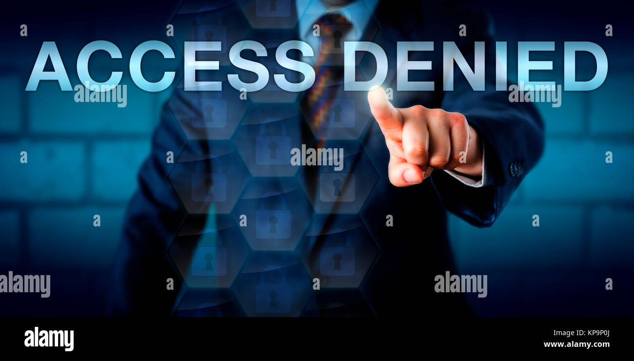 Businessman Pointing At ACCESS DENIED Stock Photo - Alamy