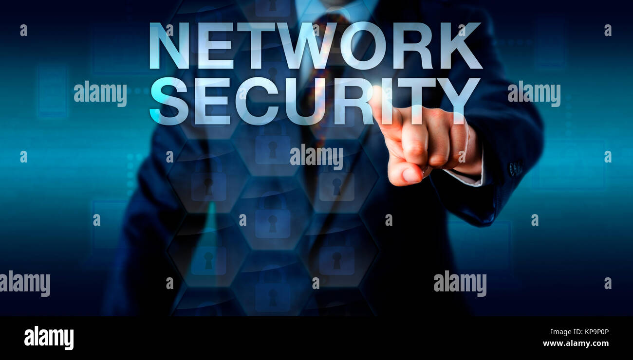 Administrator Touching NETWORK SECURITY Onscreen Stock Photo - Alamy