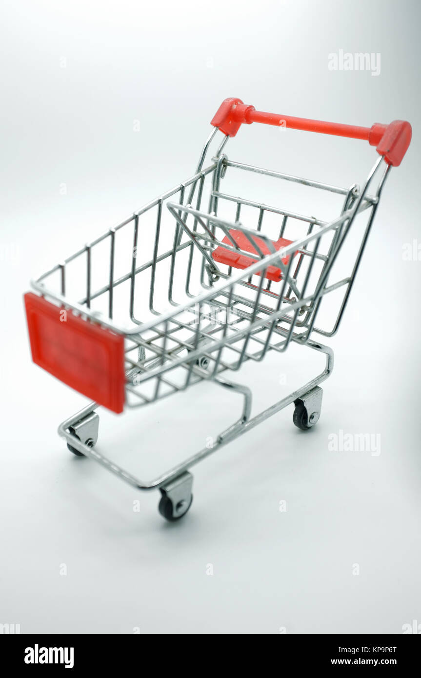 Empty shopping cart, side view, on white background Stock Photo - Alamy