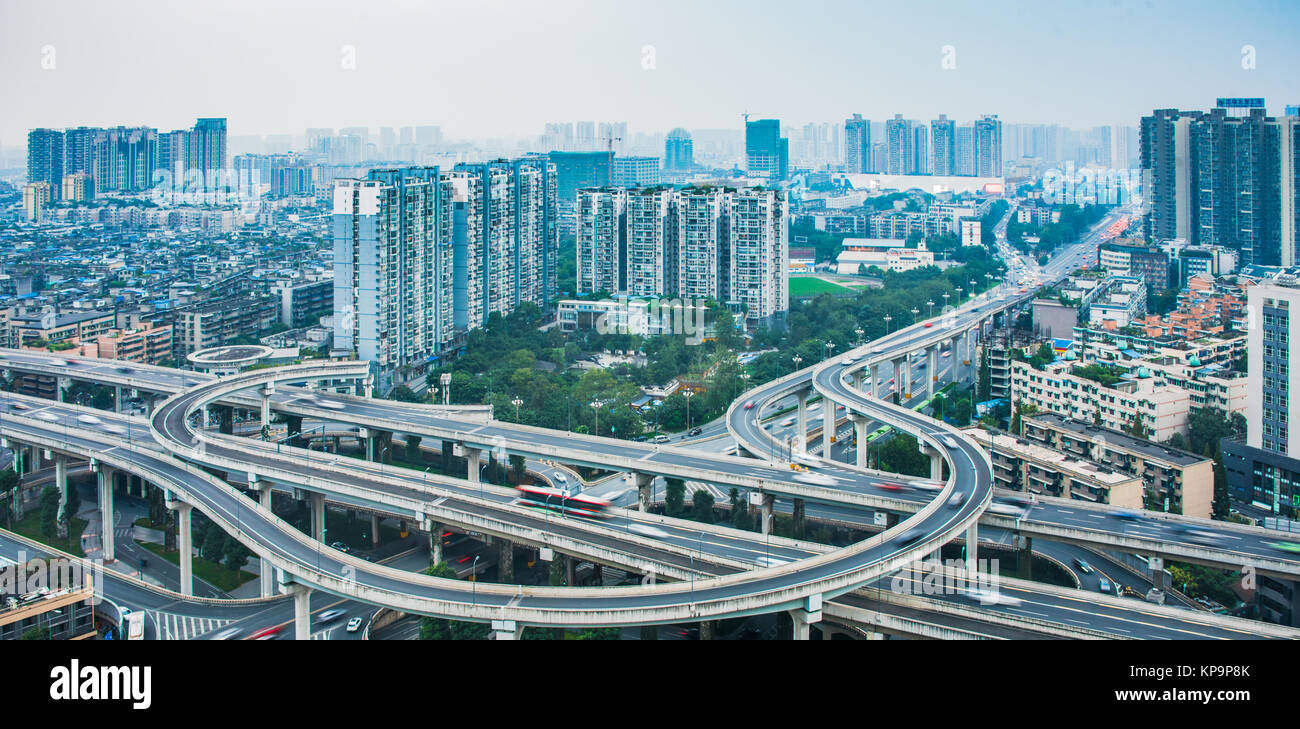 Aerial View of Shanghai overpass at Night in China Stock Photo - Alamy