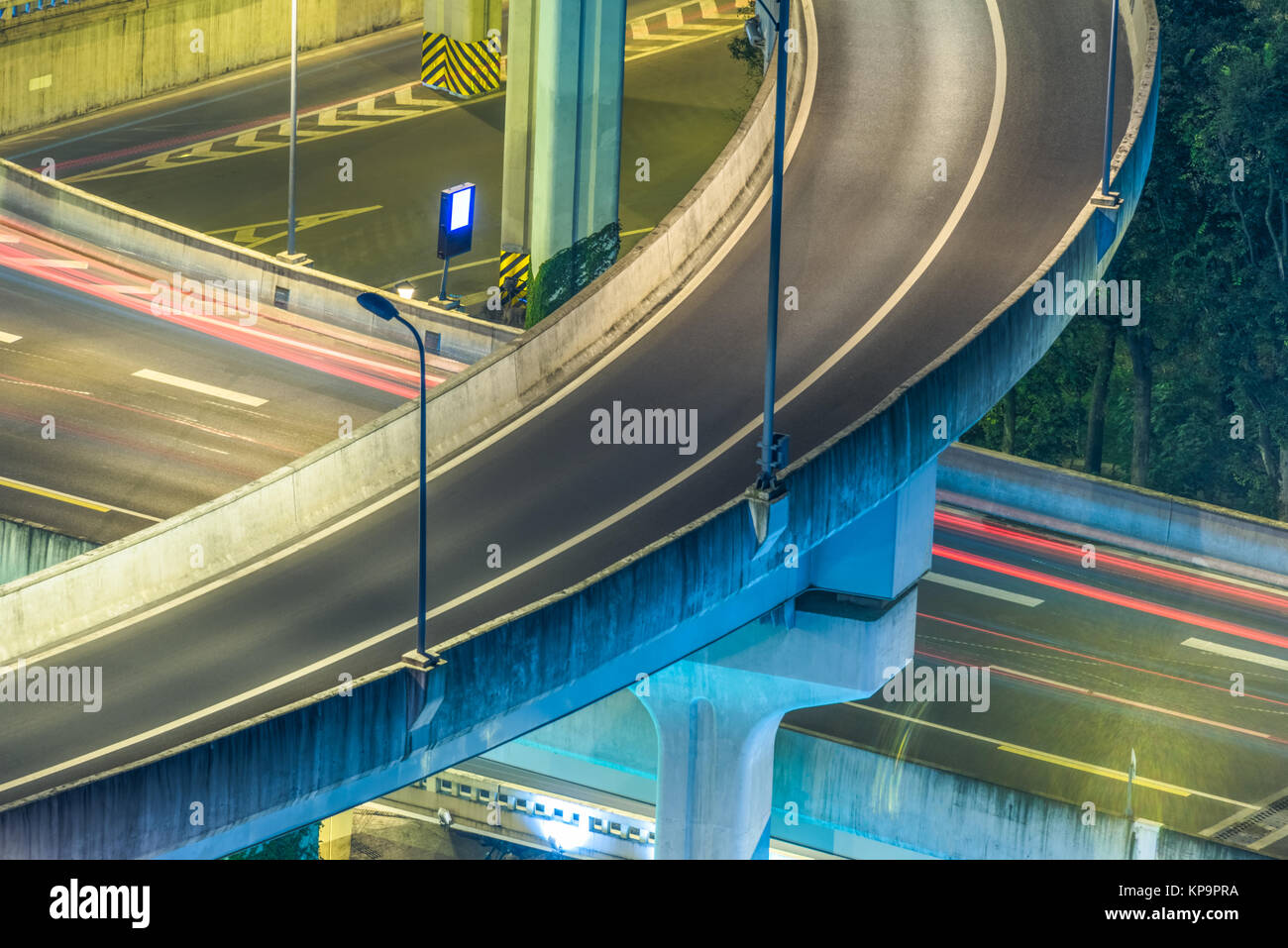 Aerial View of Shanghai overpass at Night in China Stock Photo - Alamy