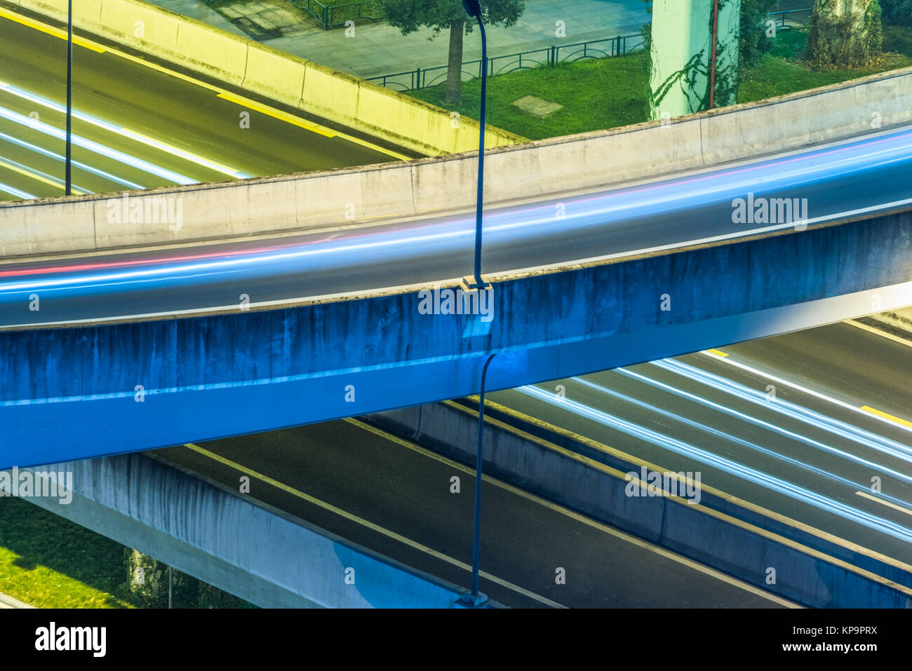 Aerial View of Shanghai overpass at Night in China Stock Photo - Alamy