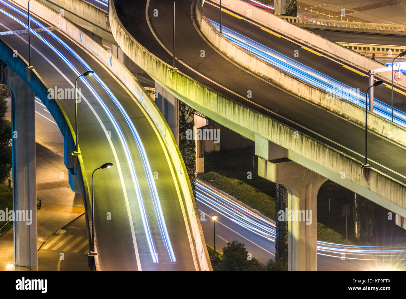 Aerial View of Shanghai overpass at Night in China Stock Photo - Alamy