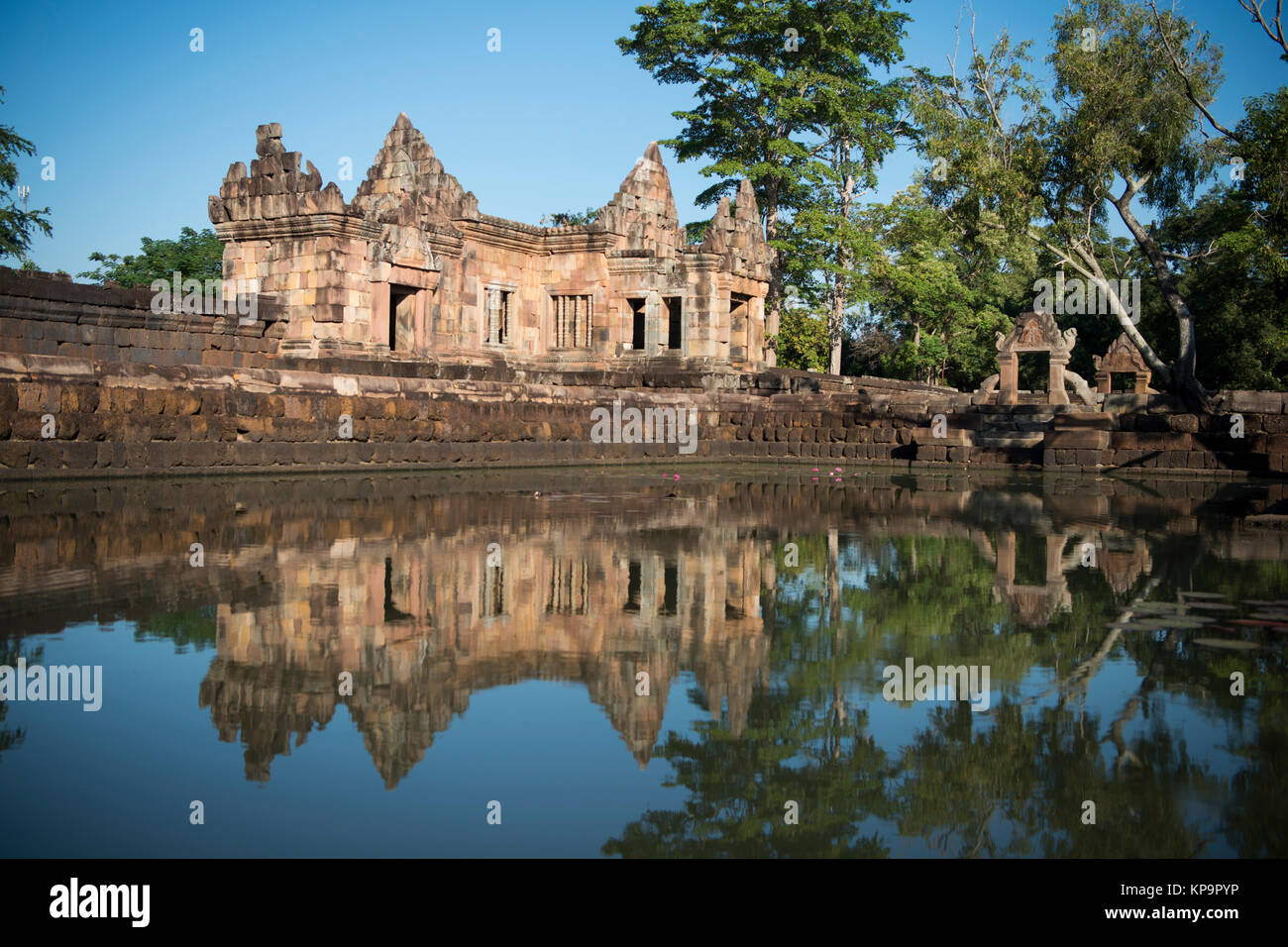 the Khmer Temple Ruins of the Prasat Muang Tam south of the city of ...