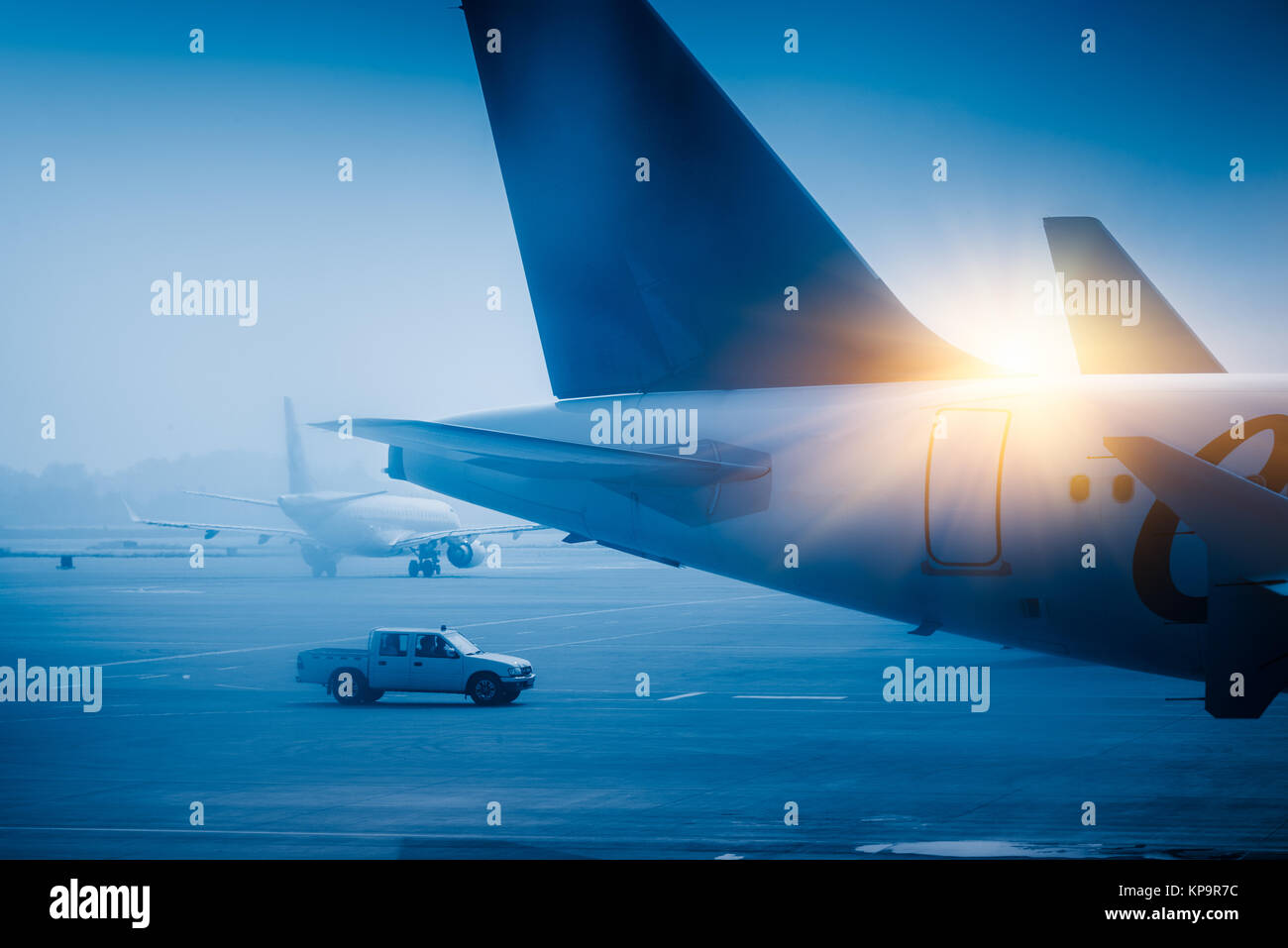 View of air plane wing during take off or landing,travel concept Stock ...