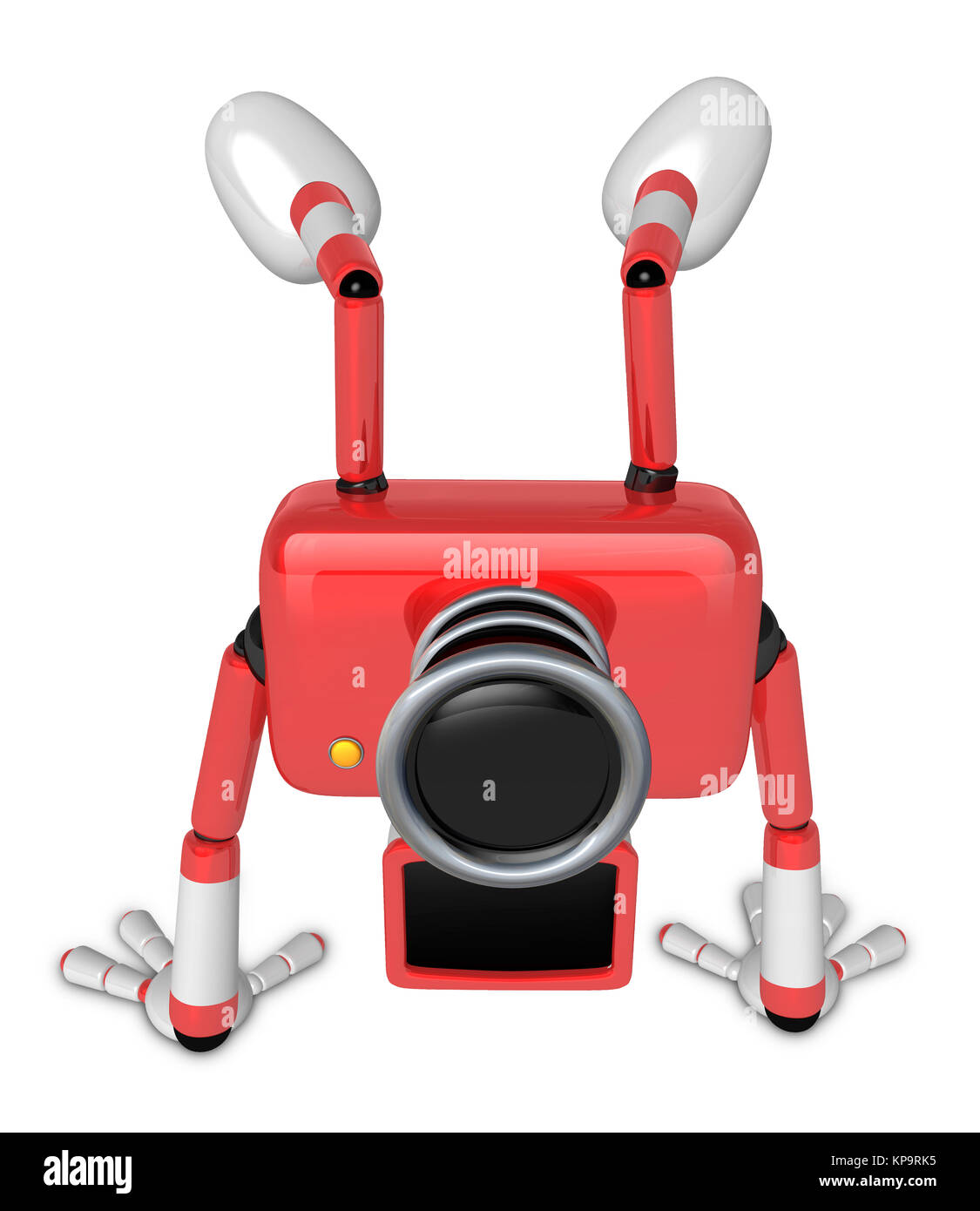 A Red Camera Character on handstanding. Create 3D Camera Robot Series ...