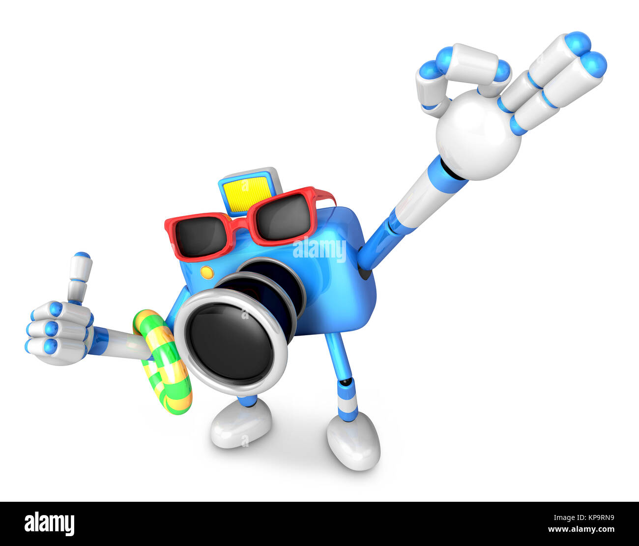 Blue Camera Character on their Vacation journey. Create 3D Camera Robot ...