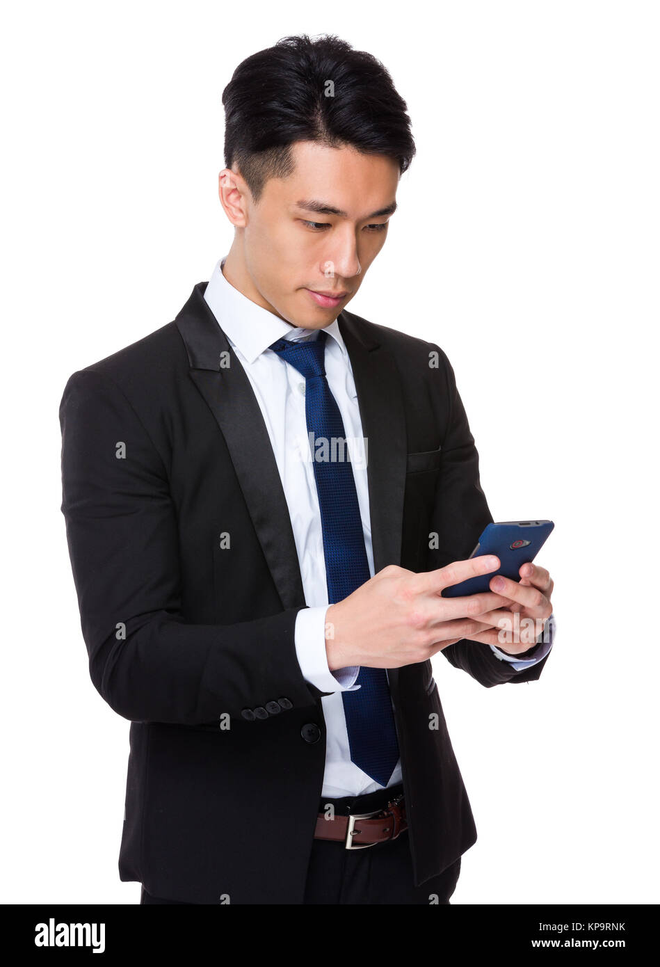 Young Businessman read the message on cellphone Stock Photo - Alamy