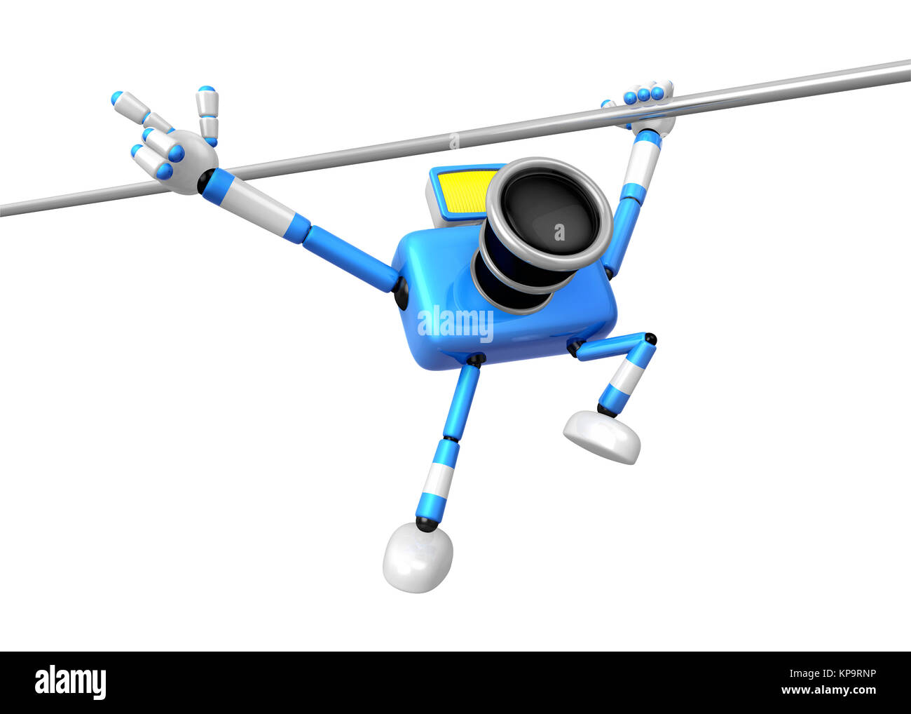 Blue camera with one hand horizontal bar exercises. Create 3D Camera ...