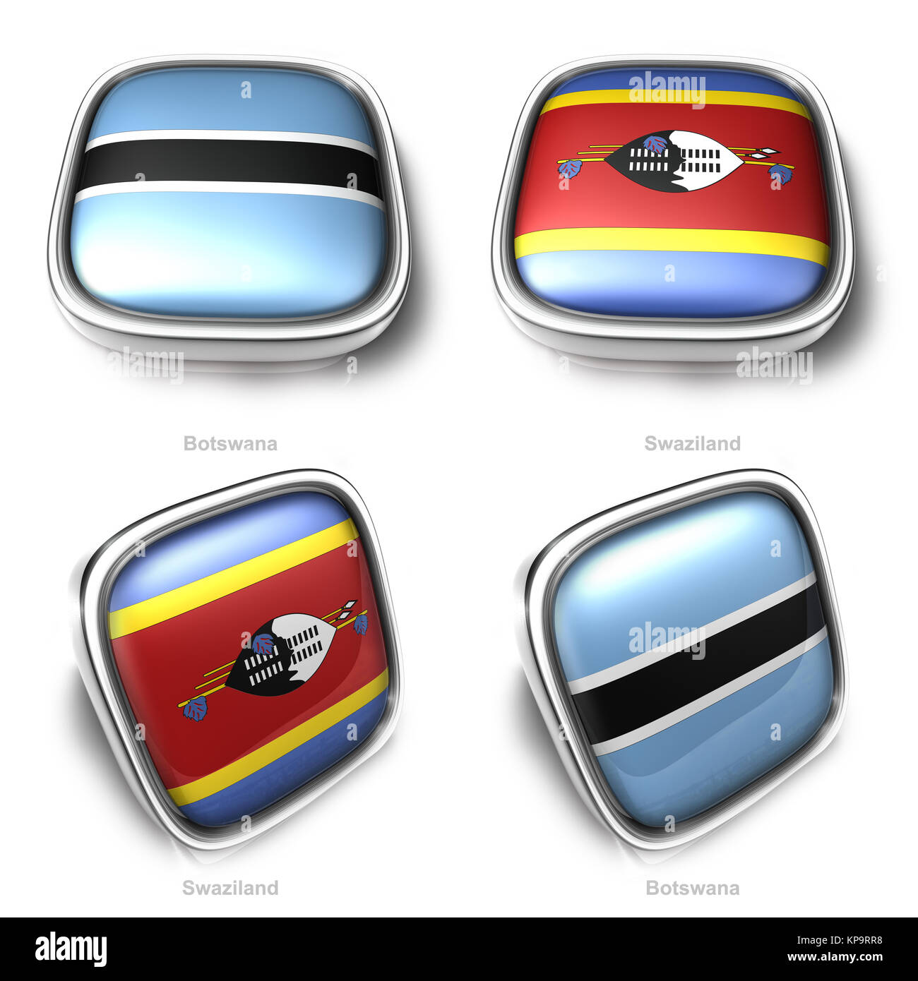 Botswana and Swaziland 3d metallic square flag button Stock Photo - Alamy