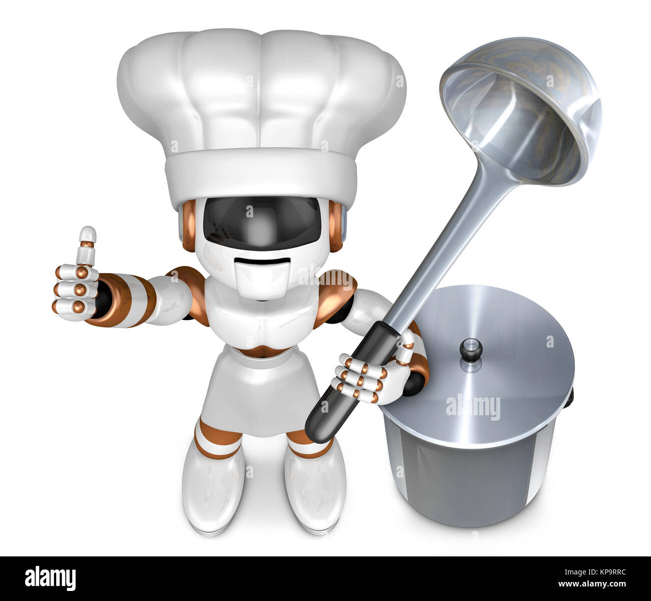 Brown robot the left hand best gestures, Right holding a ladle. Create ...