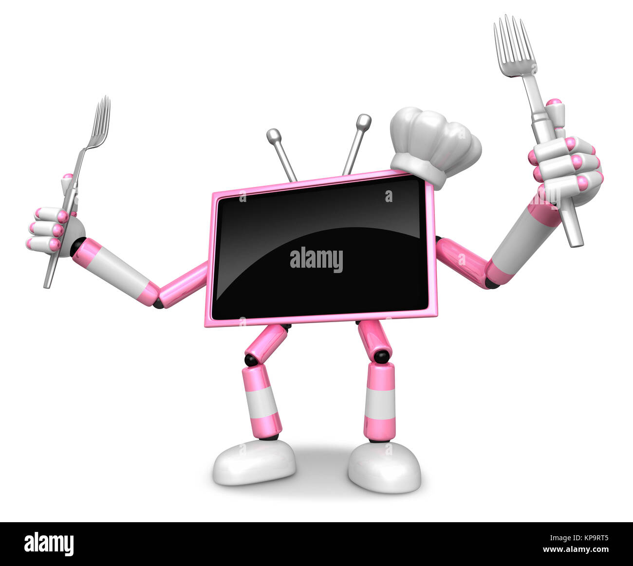 Chef Pink TV Character right hand, Fork in the left hand holding a ...