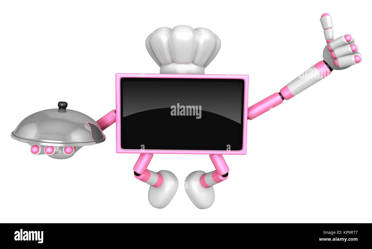 Chef pink TV Mascot the right hand best gesture and the right hand is ...