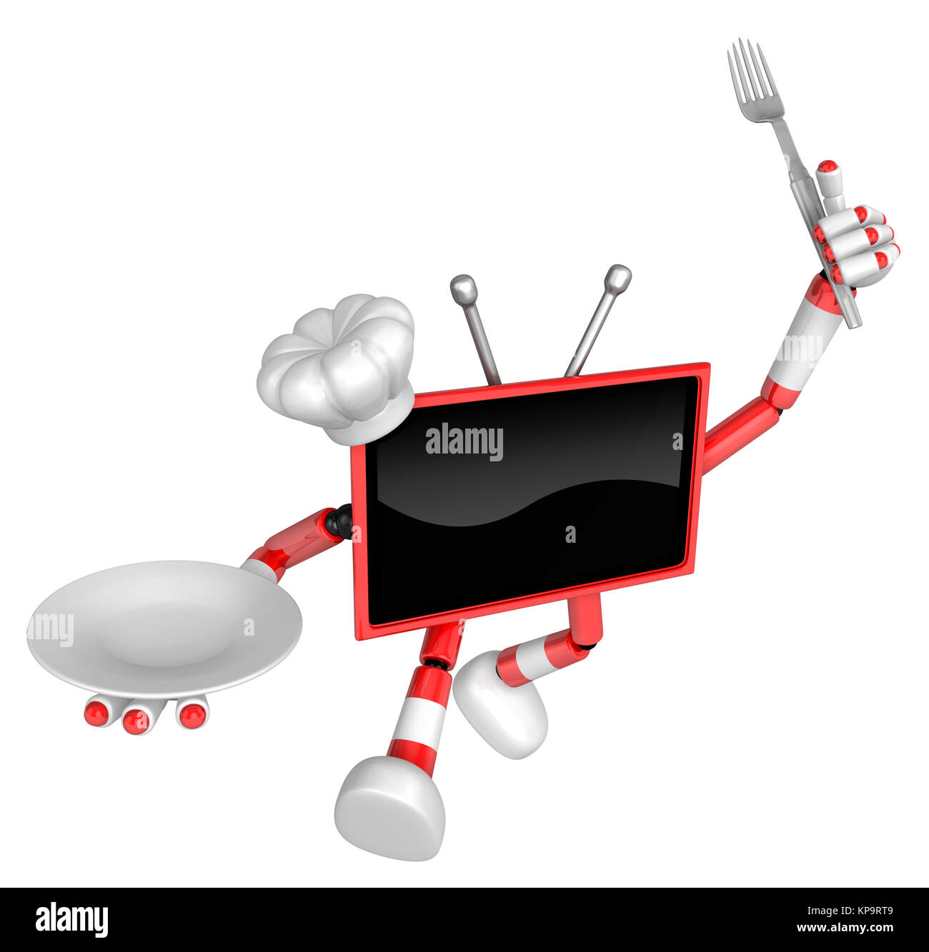 Chef Red TV Character Chef in both hands to hold a fork and plate ...