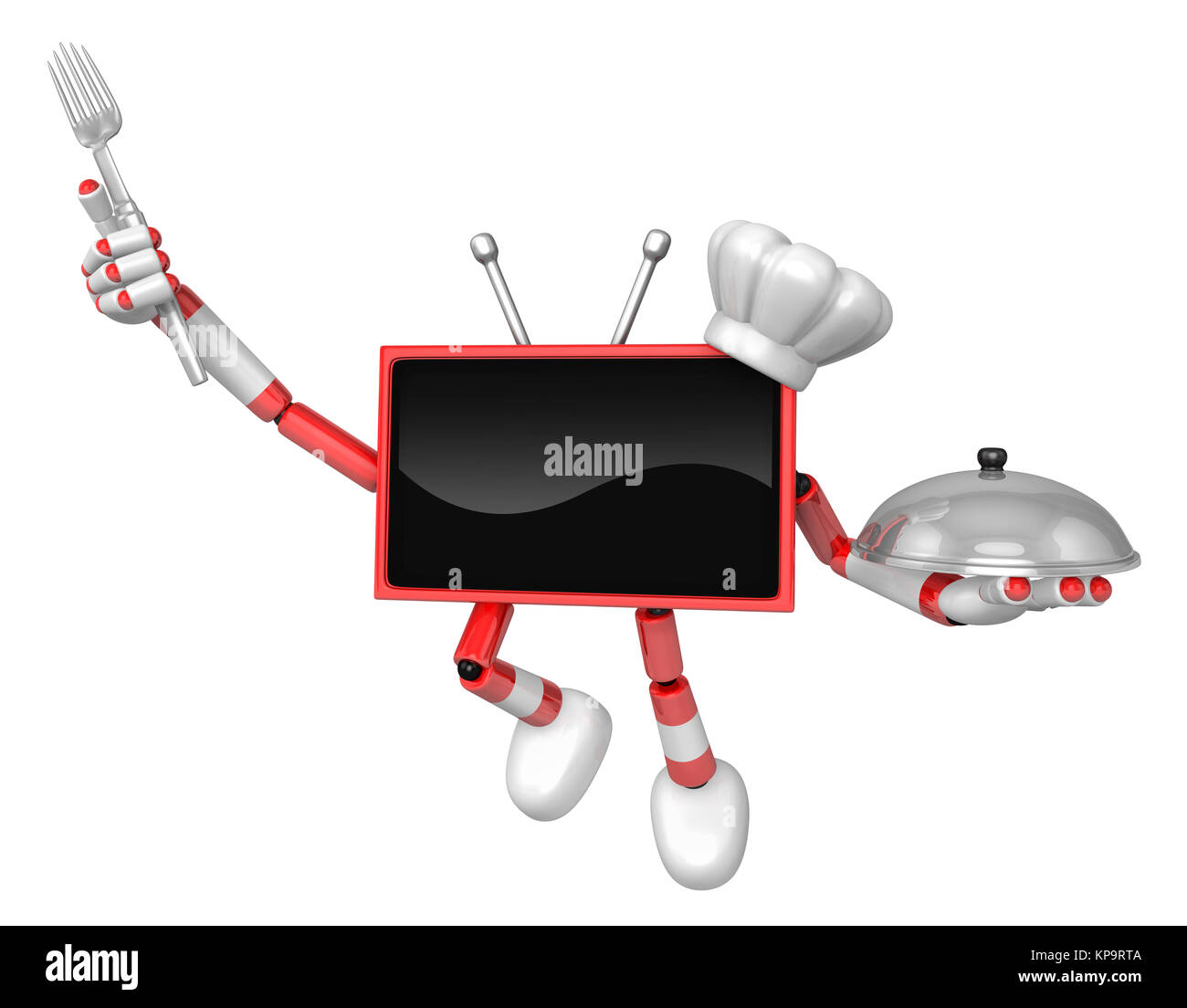 Chef Red TV Character Chef in both hands to hold a fork and pot. Create ...
