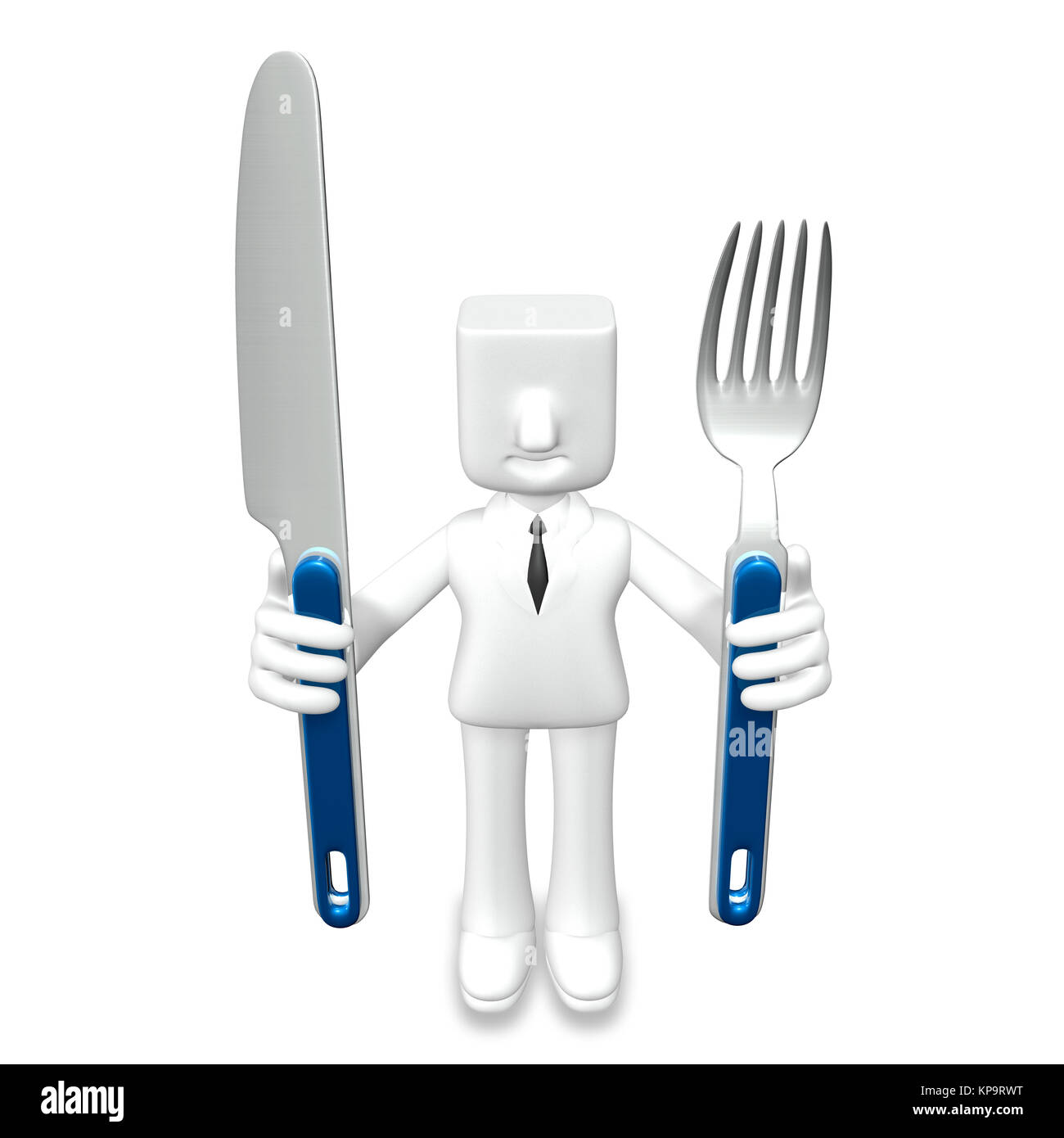 creative 3d business man dinner Stock Photo - Alamy