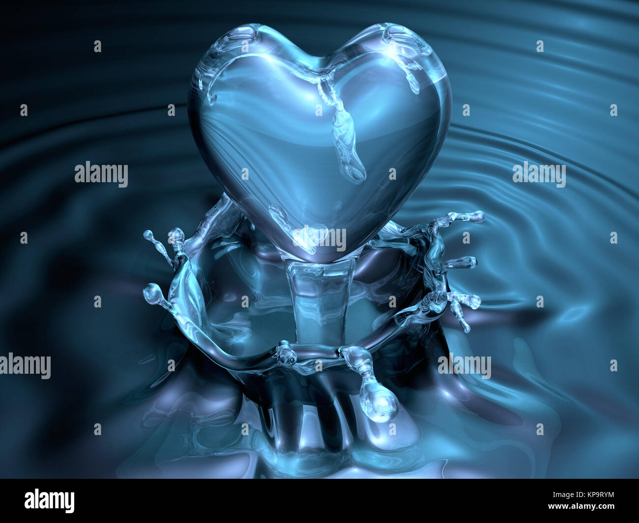 crystal 3d clear heart soaring upwards water Stock Photo - Alamy