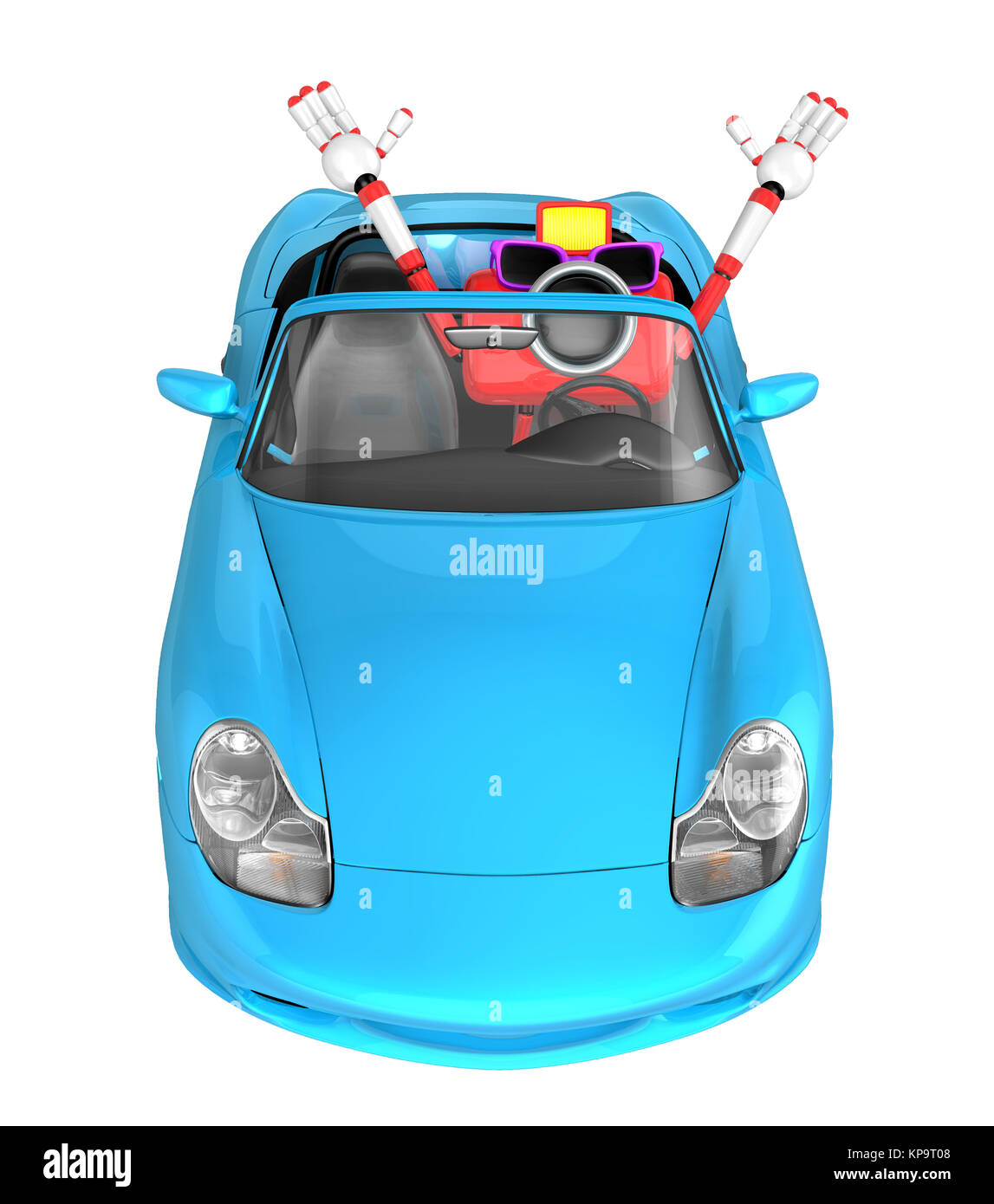 Driving a cyan Convertible car in Red camera Character. Create 3D ...