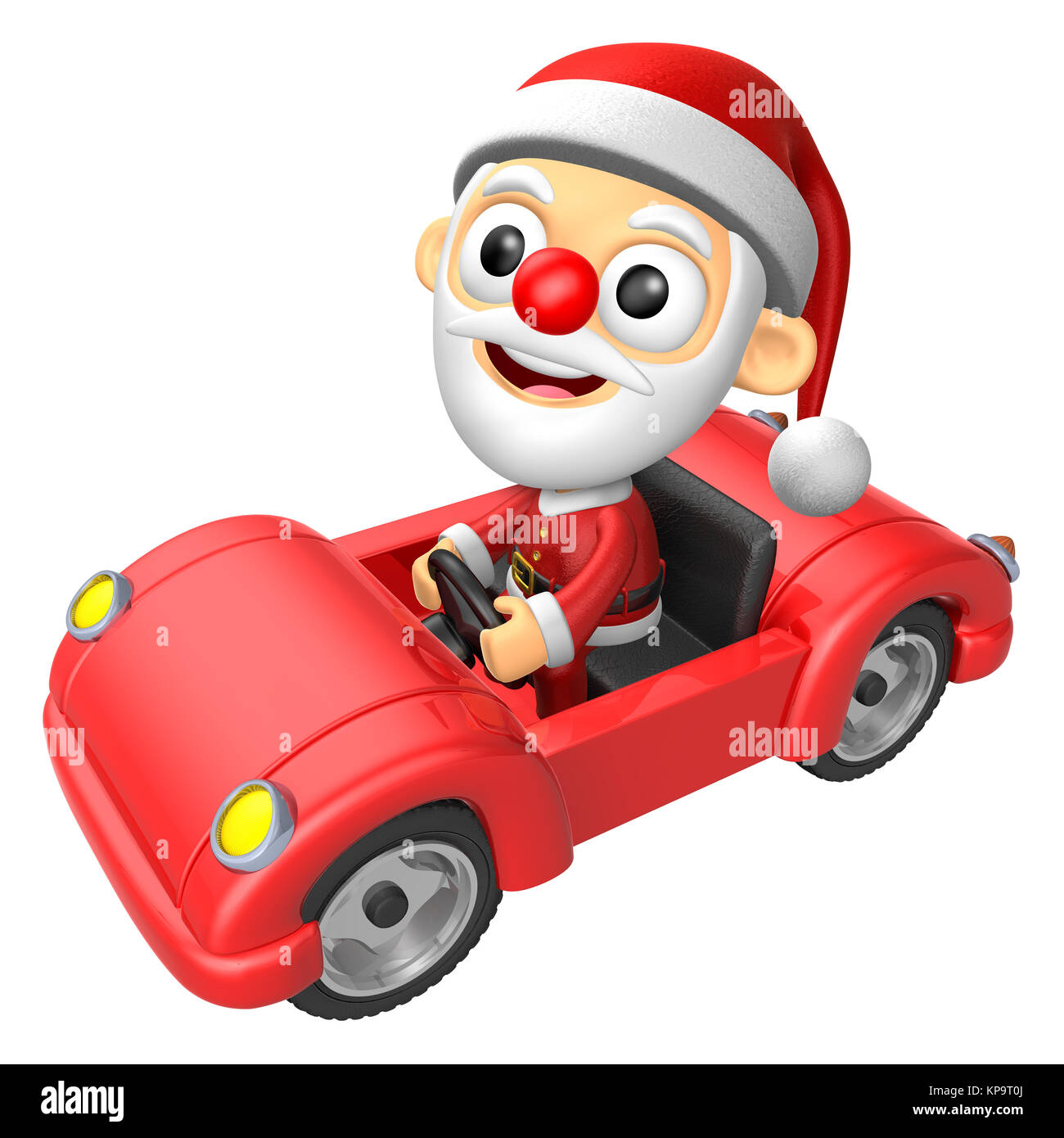 Driving a red sports car in 3D Santa character. 3D Christmas Character ...