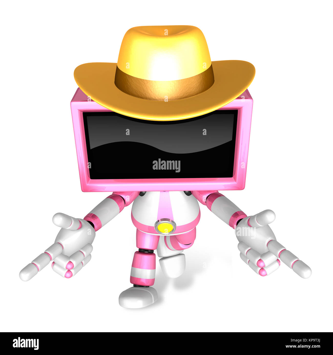 Magenta TV character are kindly guidance. Create 3D Television Robot ...