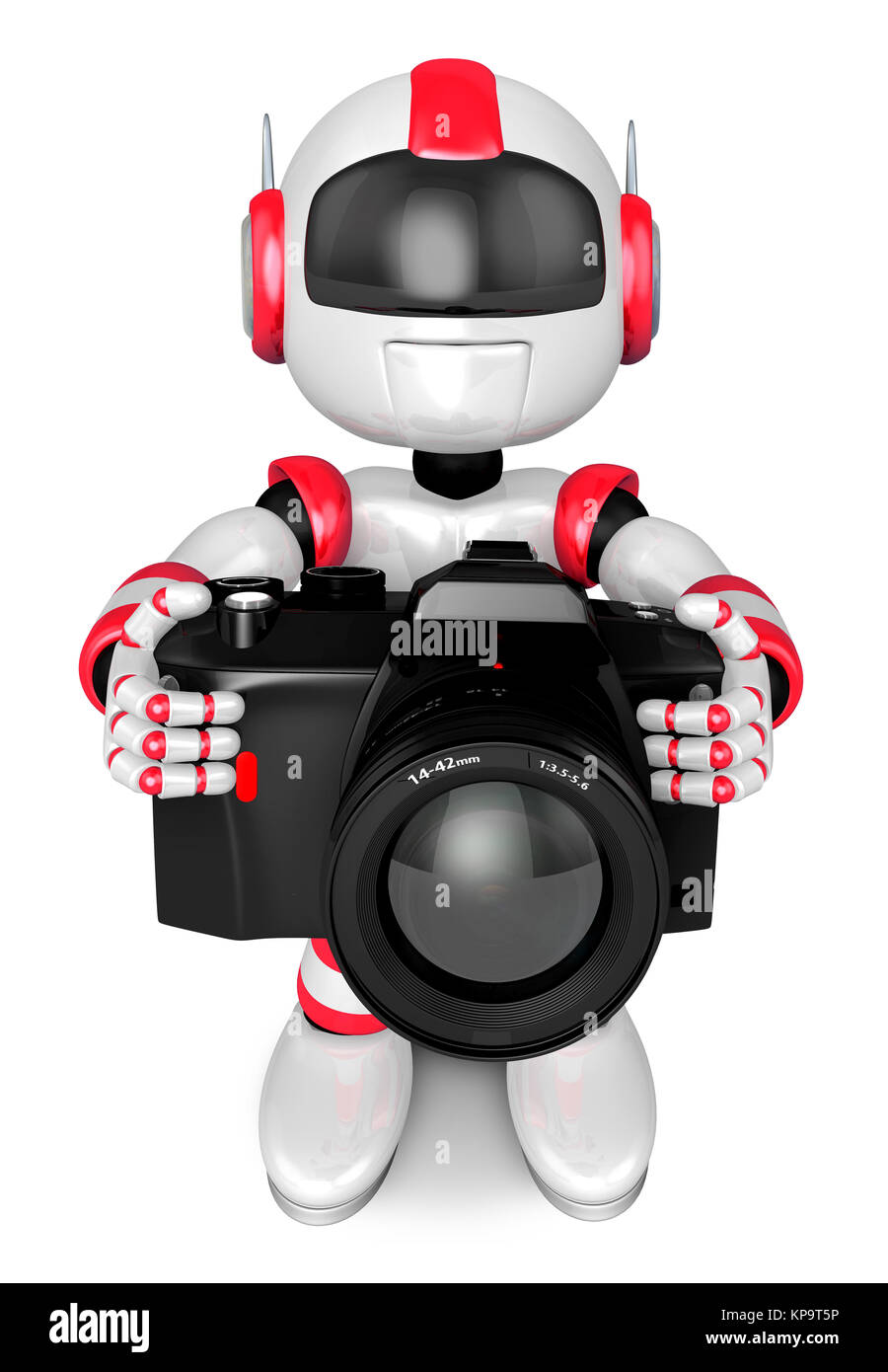 Red robot character the front to shoot the camera toward. Create 3D ...
