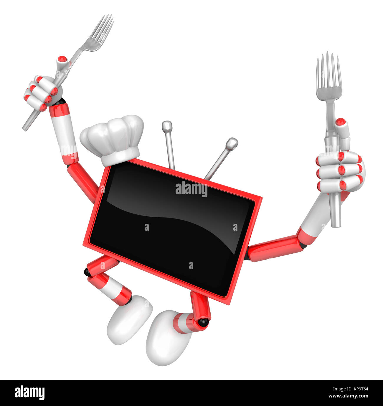 Red TV Character Cook in both hands to hold a fork. TV Character ...