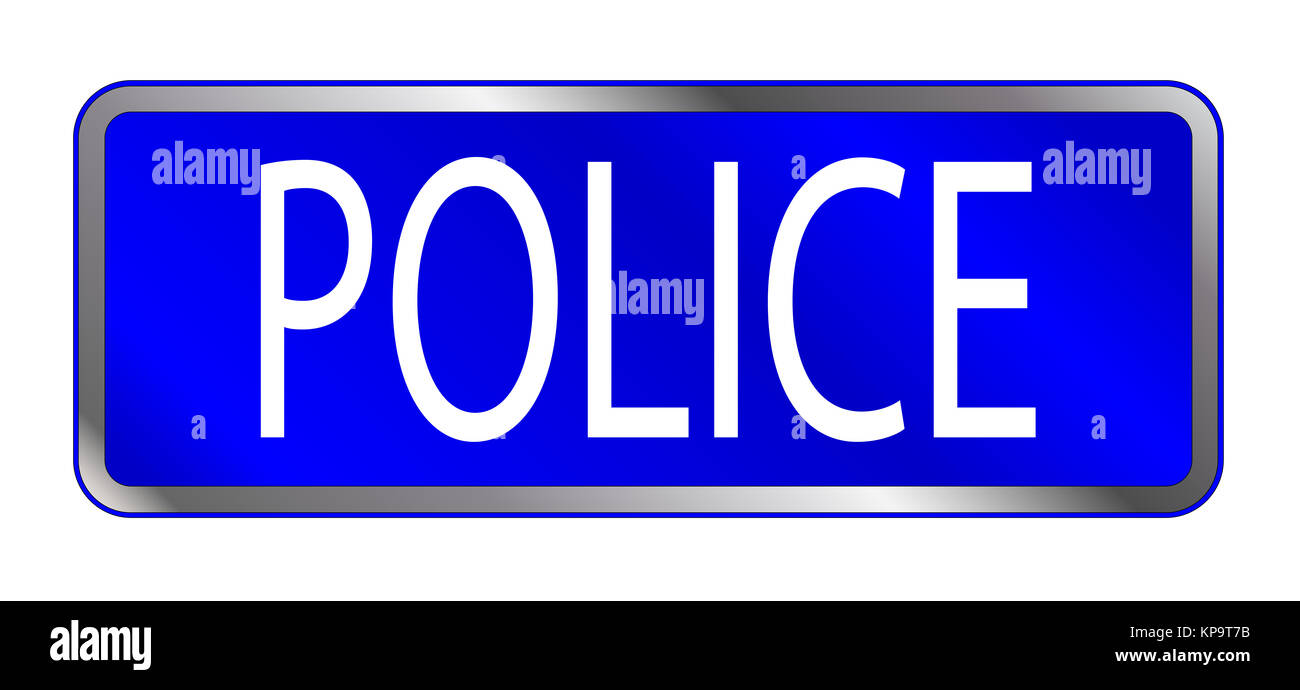 Blue Isolated Police Sign Stock Photo - Alamy
