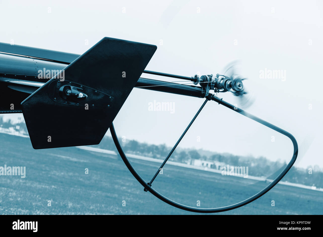 Closeup of helicopter tail rotor blade mechanism, blue colored. detail ...
