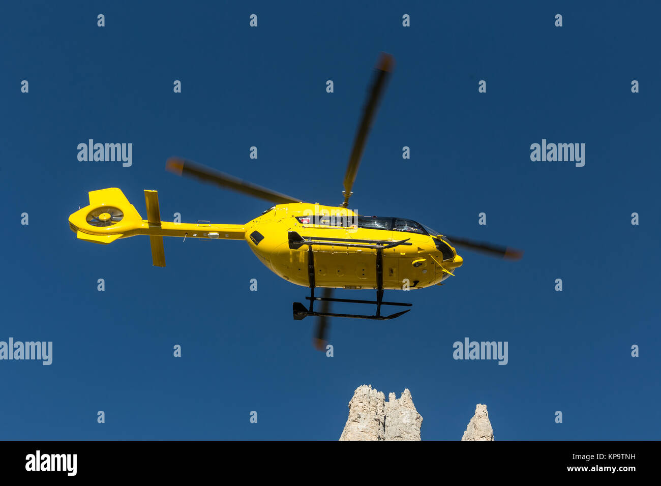Yellow helicopter used for rescue operations, On the ground in ...
