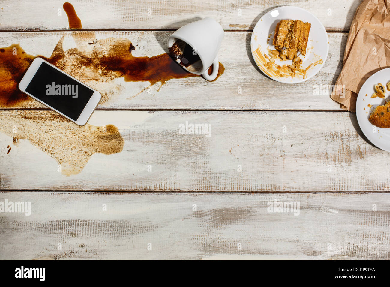 Spilled drops black coffee hi-res stock photography and images - Alamy
