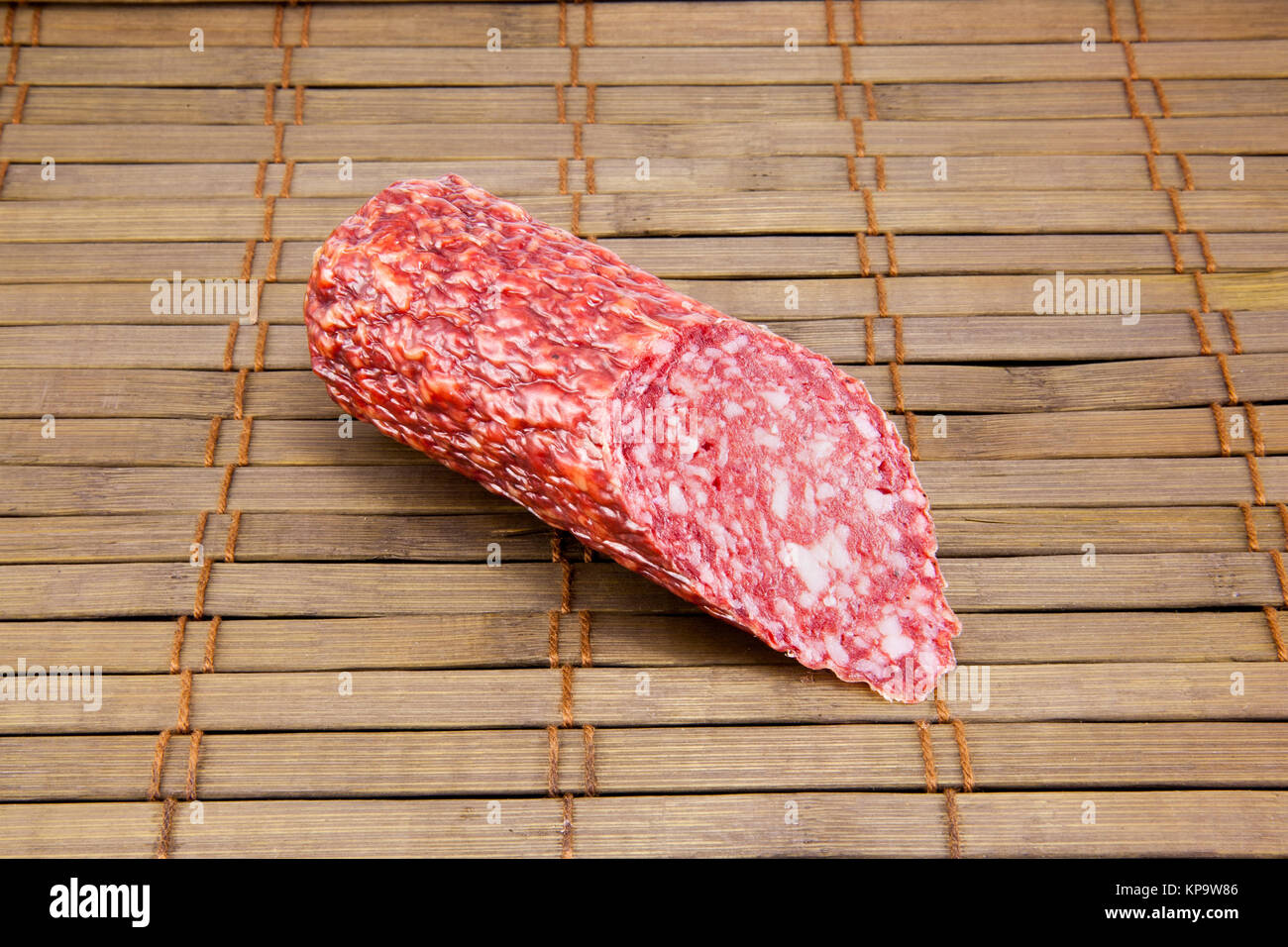 salami isolated on a vintage background. Stock image Stock Photo - Alamy