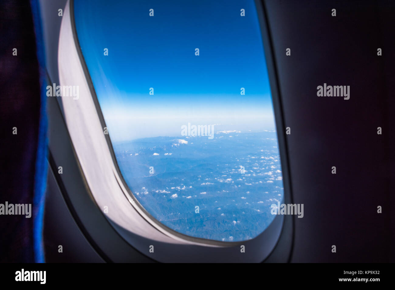 View From Airplane Window with skyline Stock Photo - Alamy