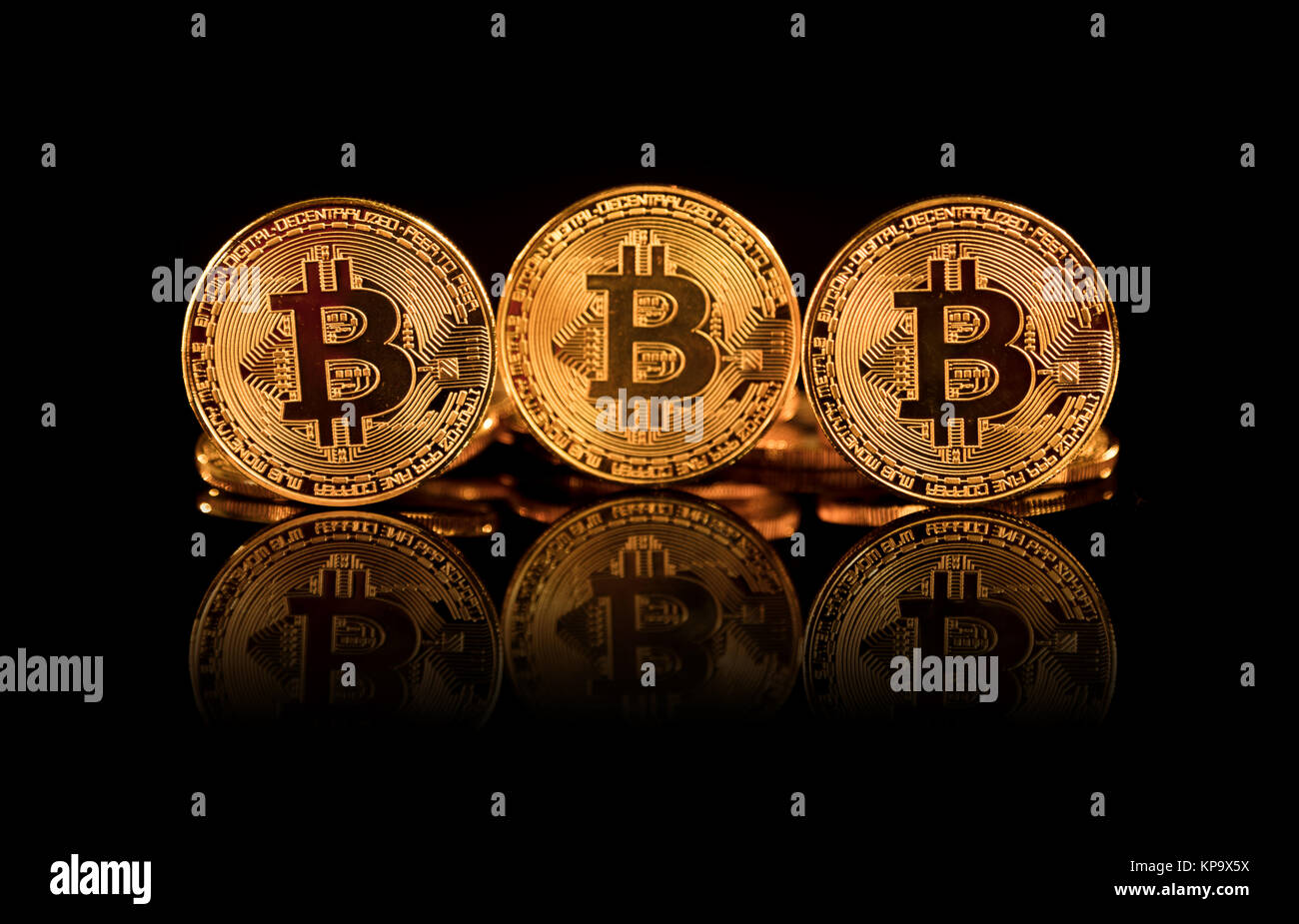 Bitcoin BTC the new virtual internet Cryptocurrency isolated on black ...