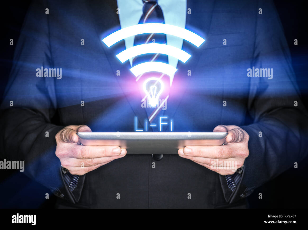 Li-Fi W-Lan technology, internet and networking concept - Young ...