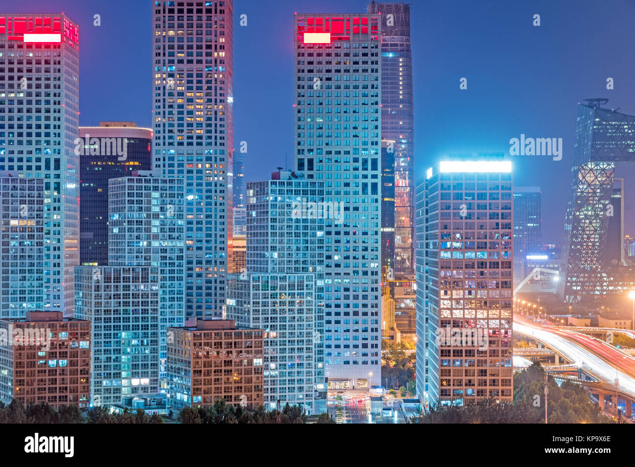 illuminated modern buildings at night in China Stock Photo - Alamy