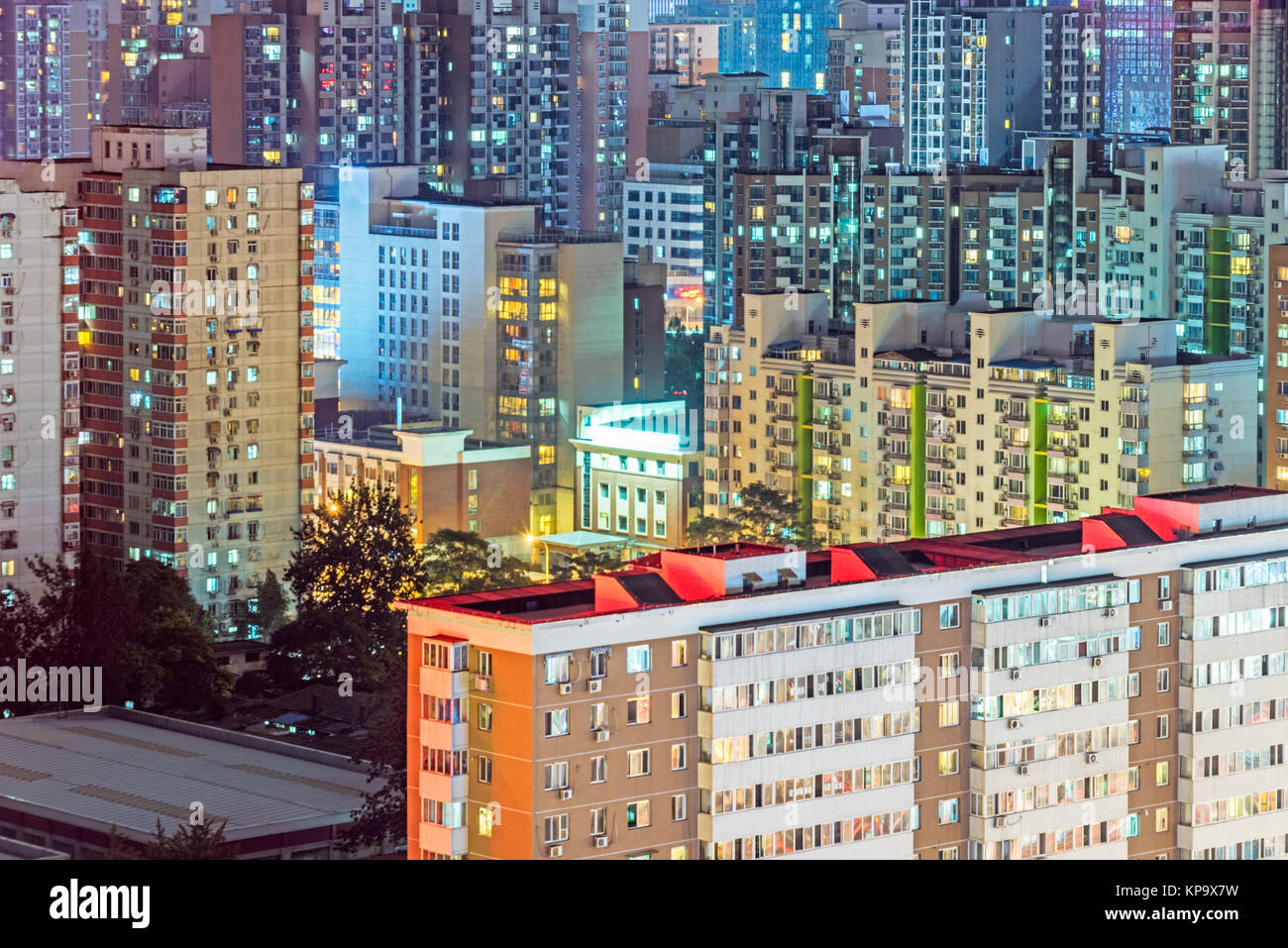 illuminated modern buildings at night in China Stock Photo - Alamy