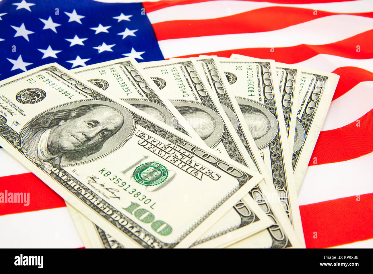 American dollars and flag Stock Photo - Alamy