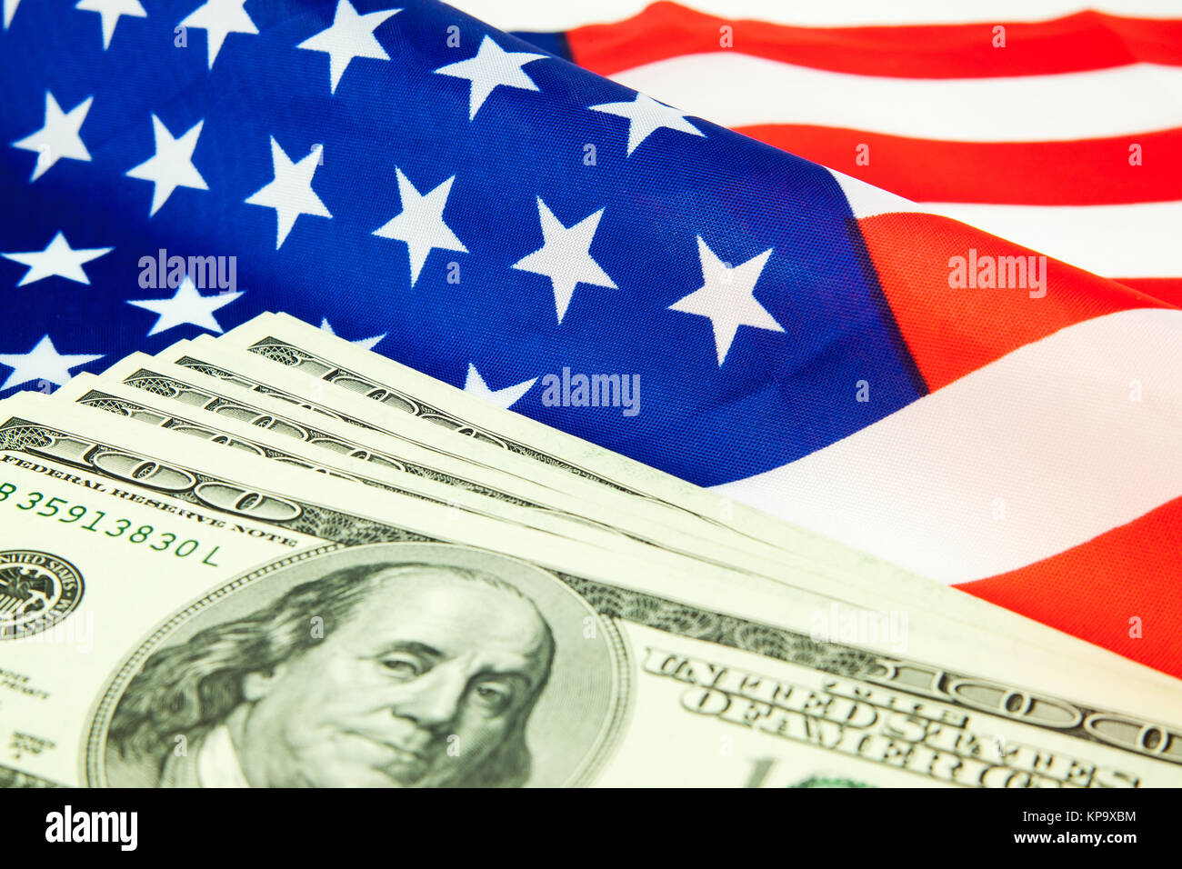 American dollars and flag Stock Photo - Alamy