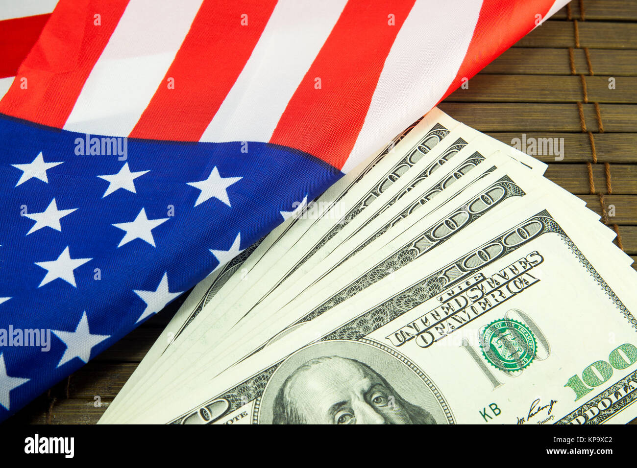 American dollars and flag Stock Photo - Alamy