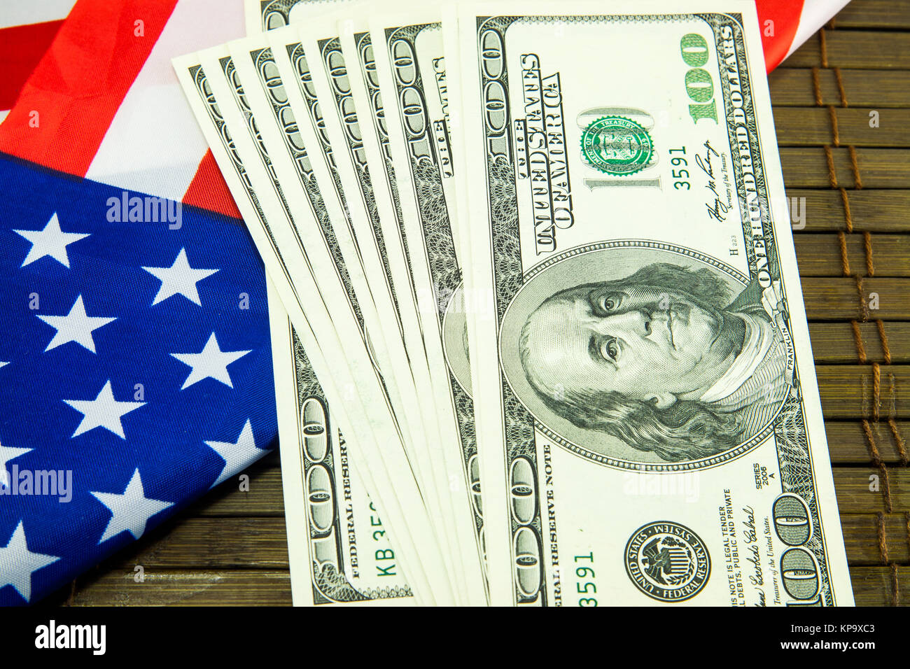 American dollars and flag Stock Photo - Alamy