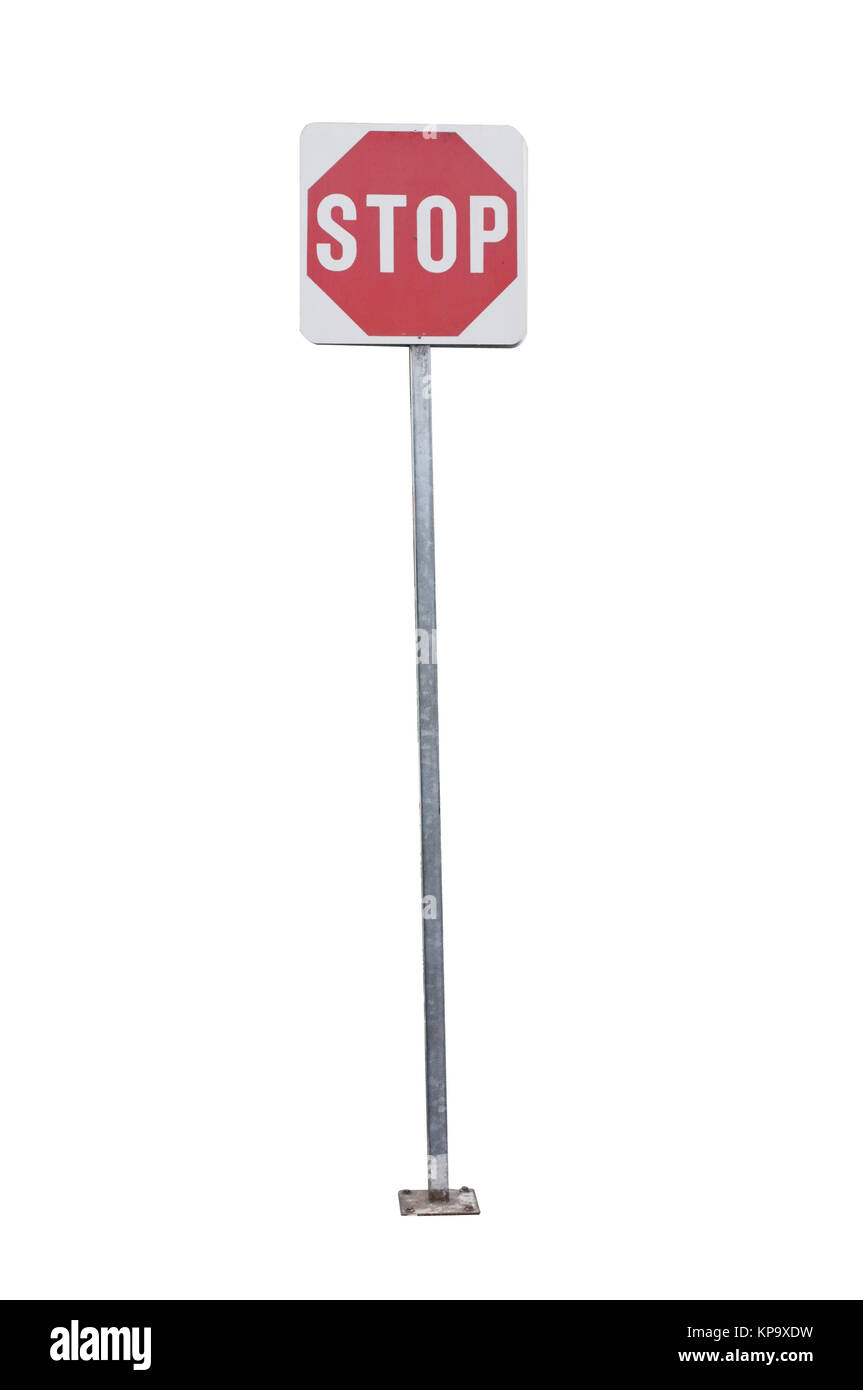 Street stop sign isolated on white background Stock Photo - Alamy