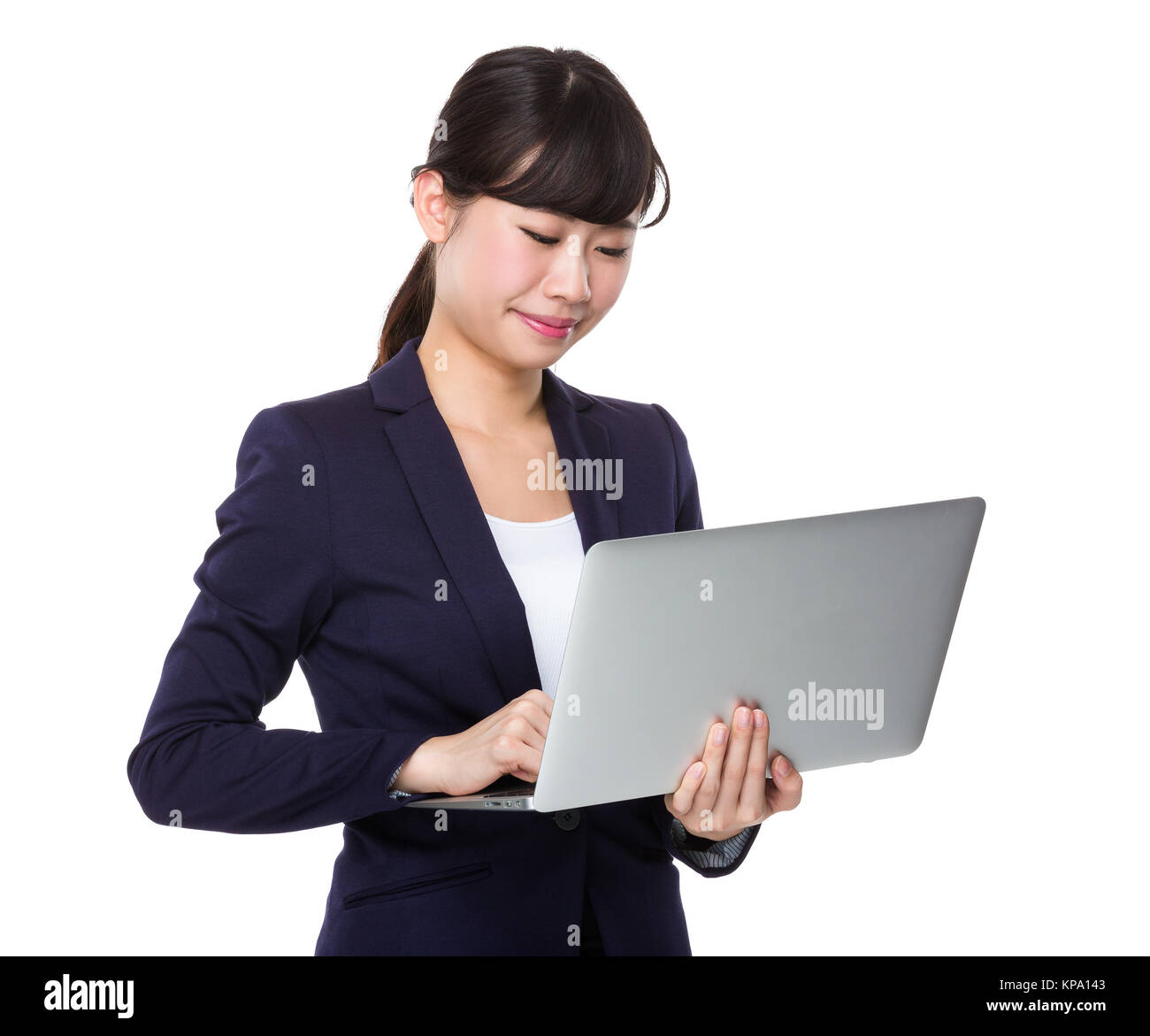 Asian Businesswoman use of the laptop computer Stock Photo - Alamy