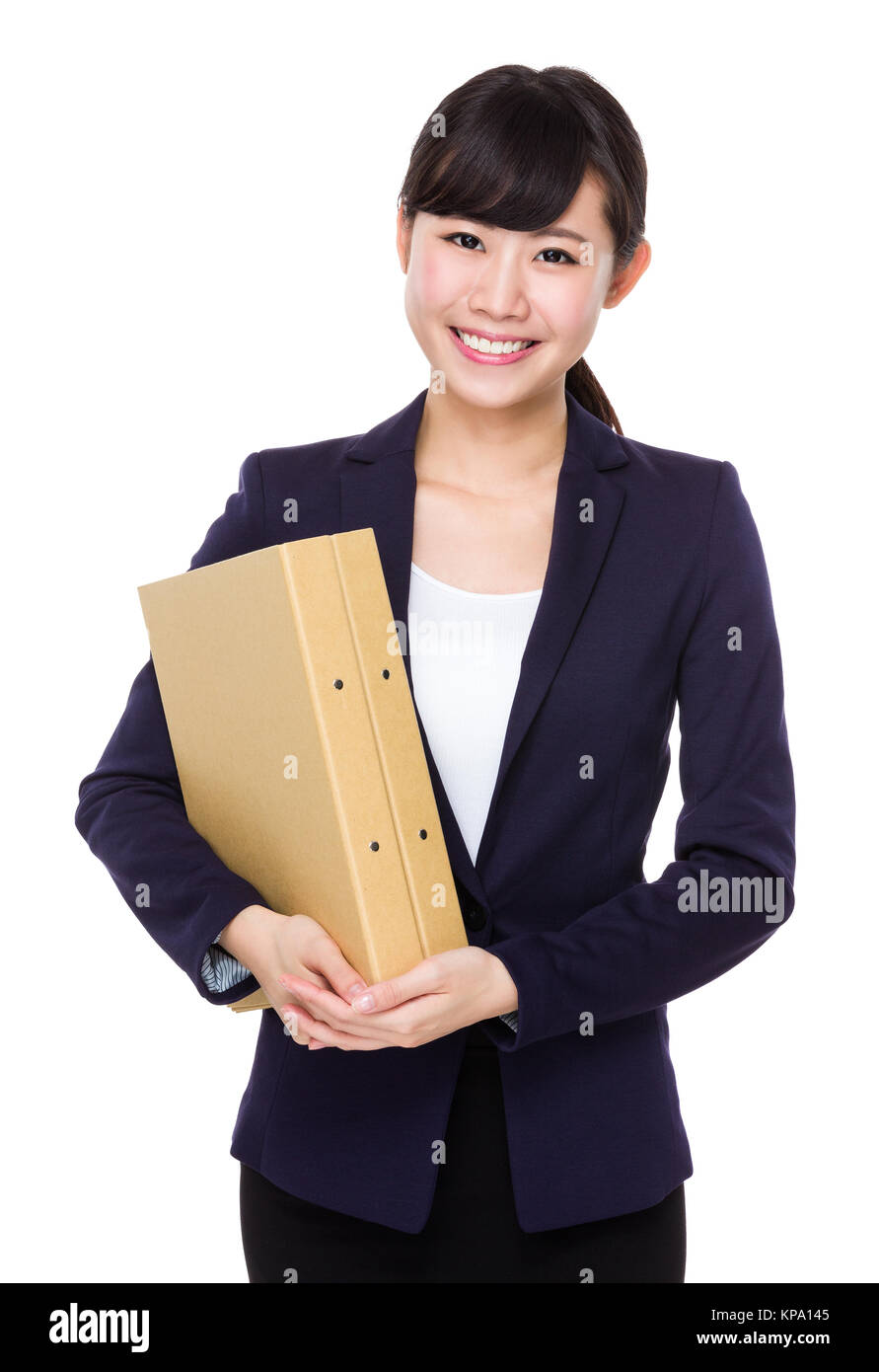 Asian businesswoman hold with folder Stock Photo - Alamy