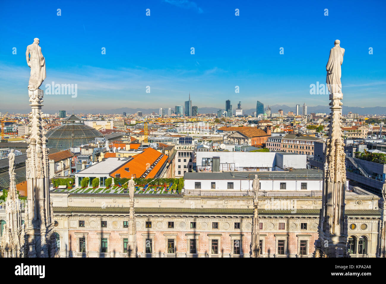 Skyline of Milan, view from the roof of Duomo of Milan, (Milan ...