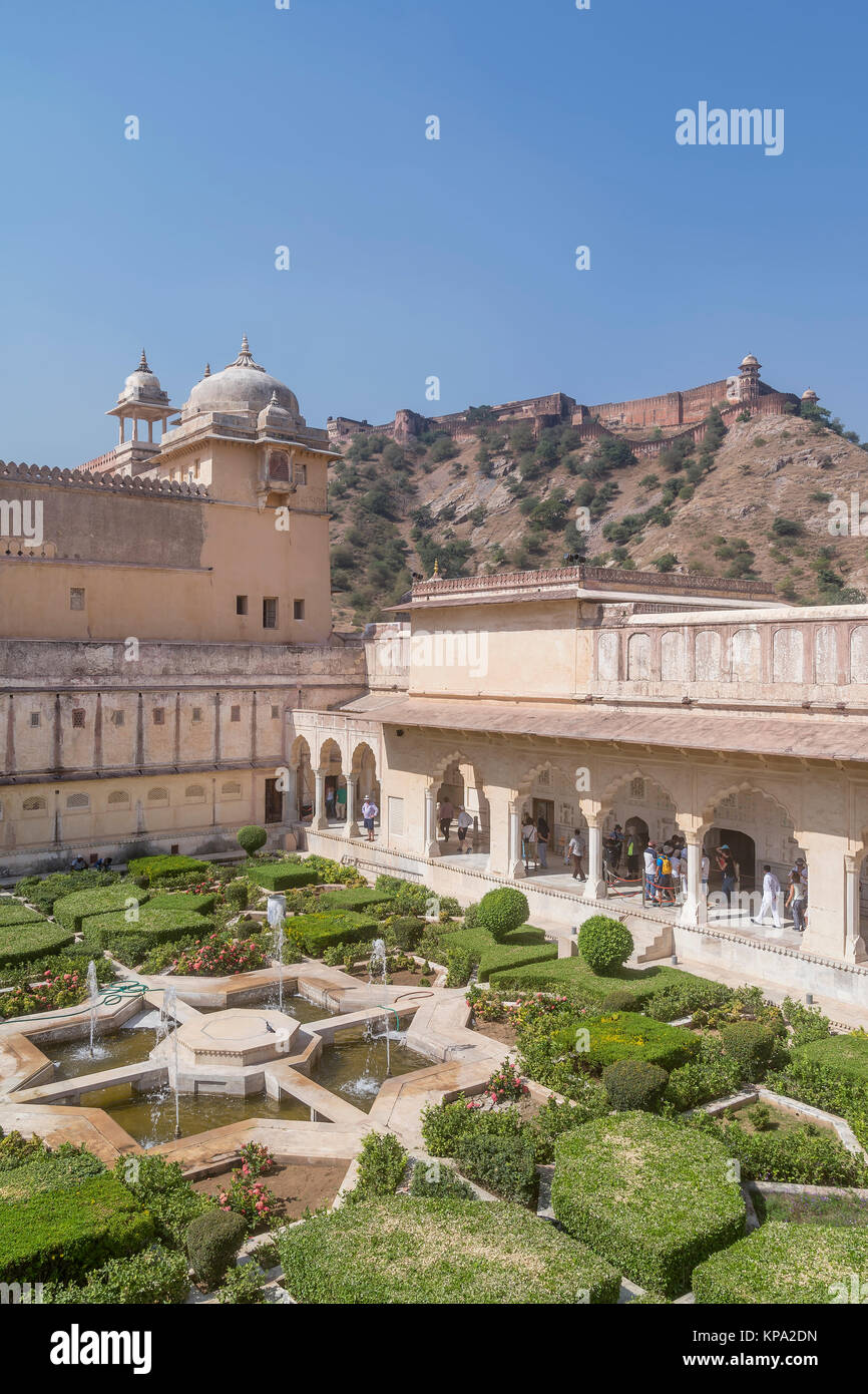 The Mughal Gardens in the Amber Fort, Amer, Jaipur, Rajasthan, India ...