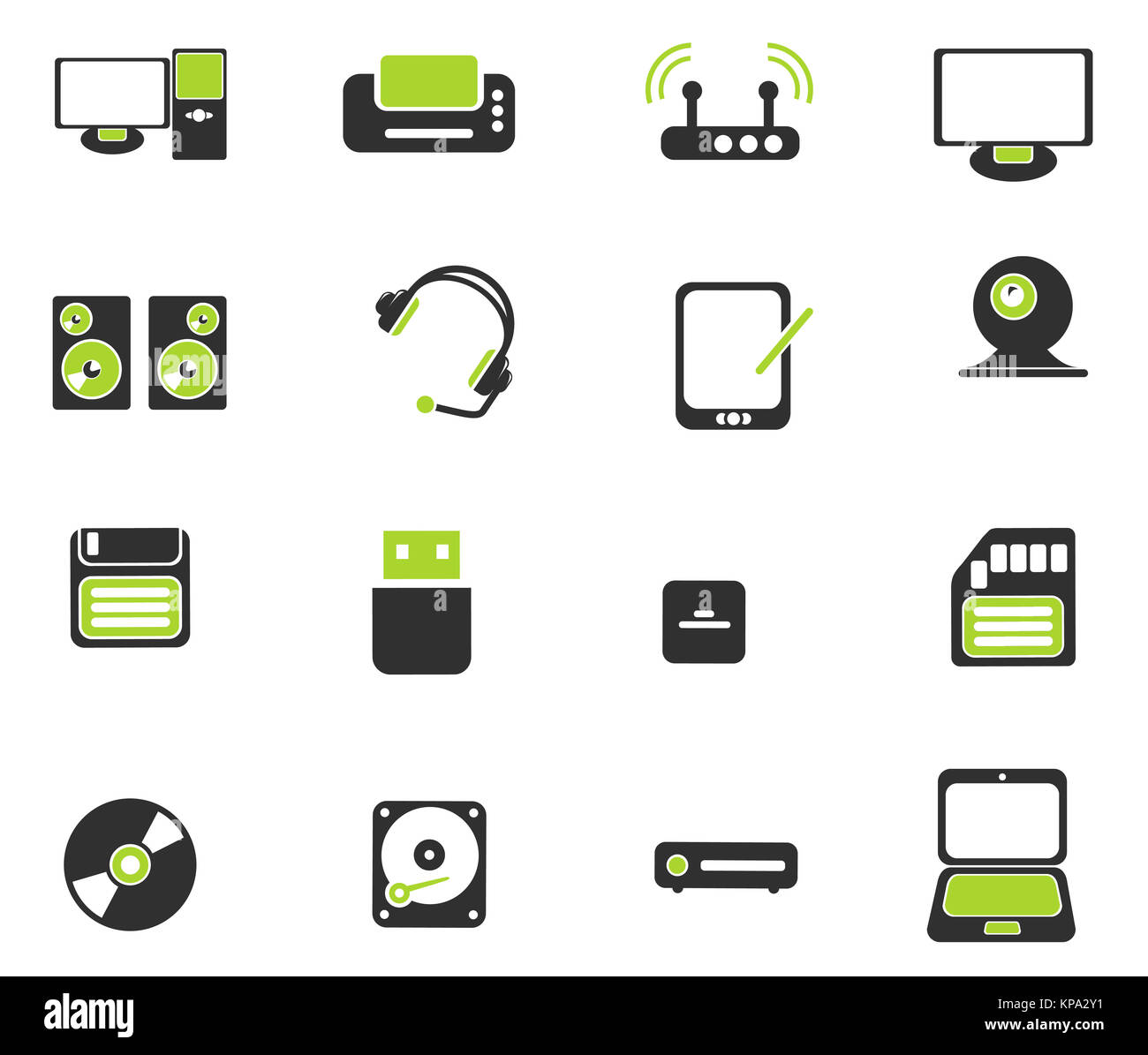 Computer equipment simple vector icons Stock Photo - Alamy