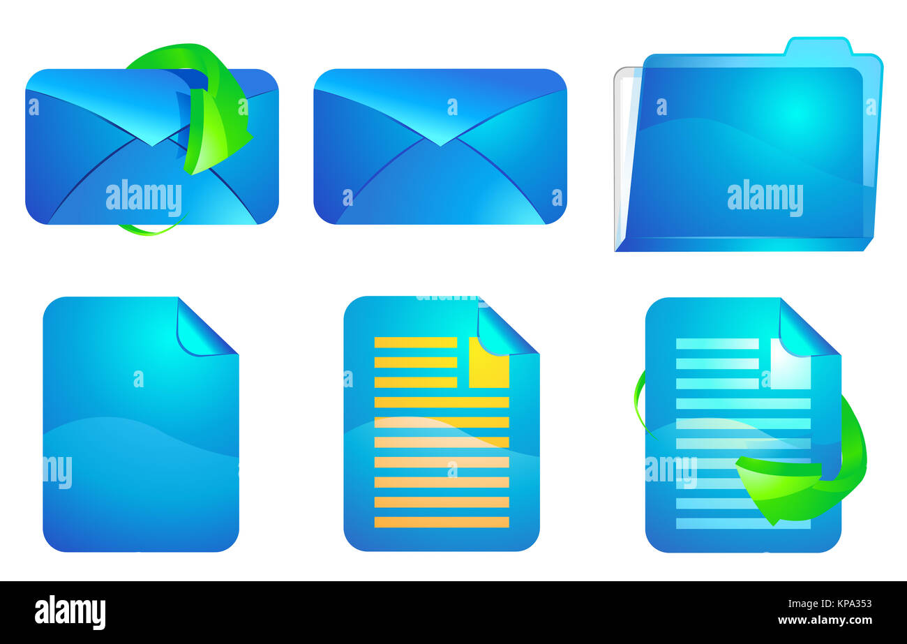Blue paper and envelope icons Stock Photo - Alamy