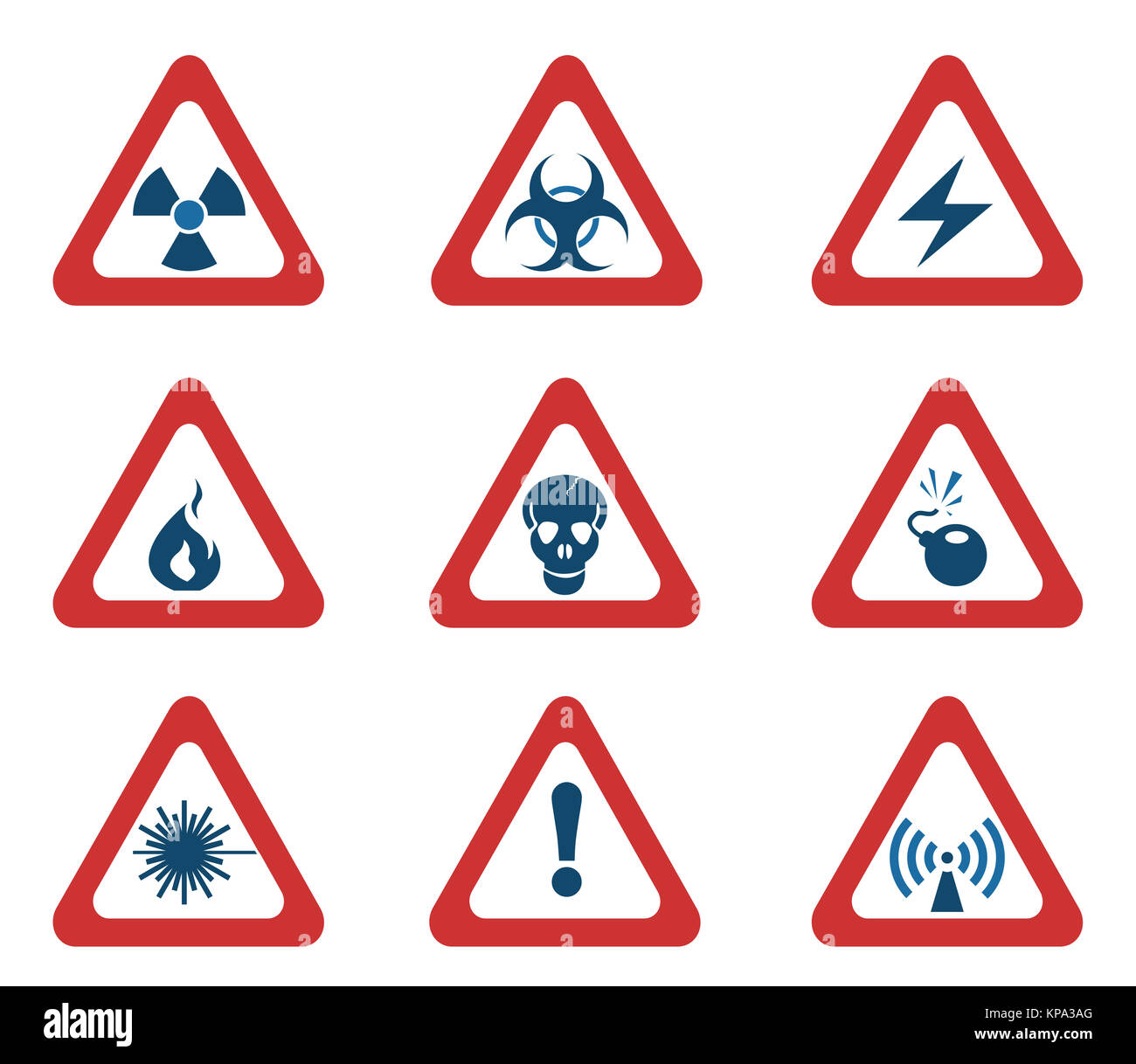 Set of Triangular Warning Hazard Signs Stock Photo - Alamy